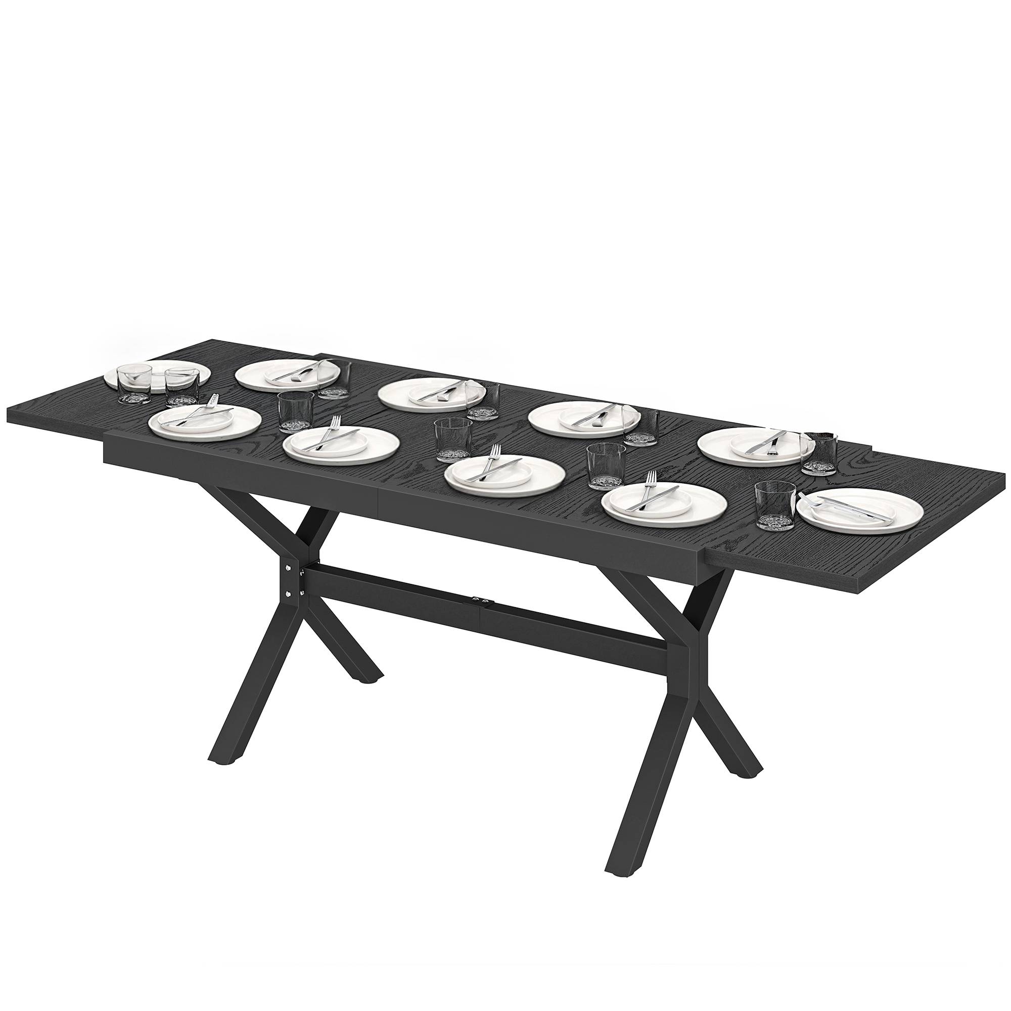 Table de Jardin Extensible Aluminium Table de Repas Extérieure Effet ...