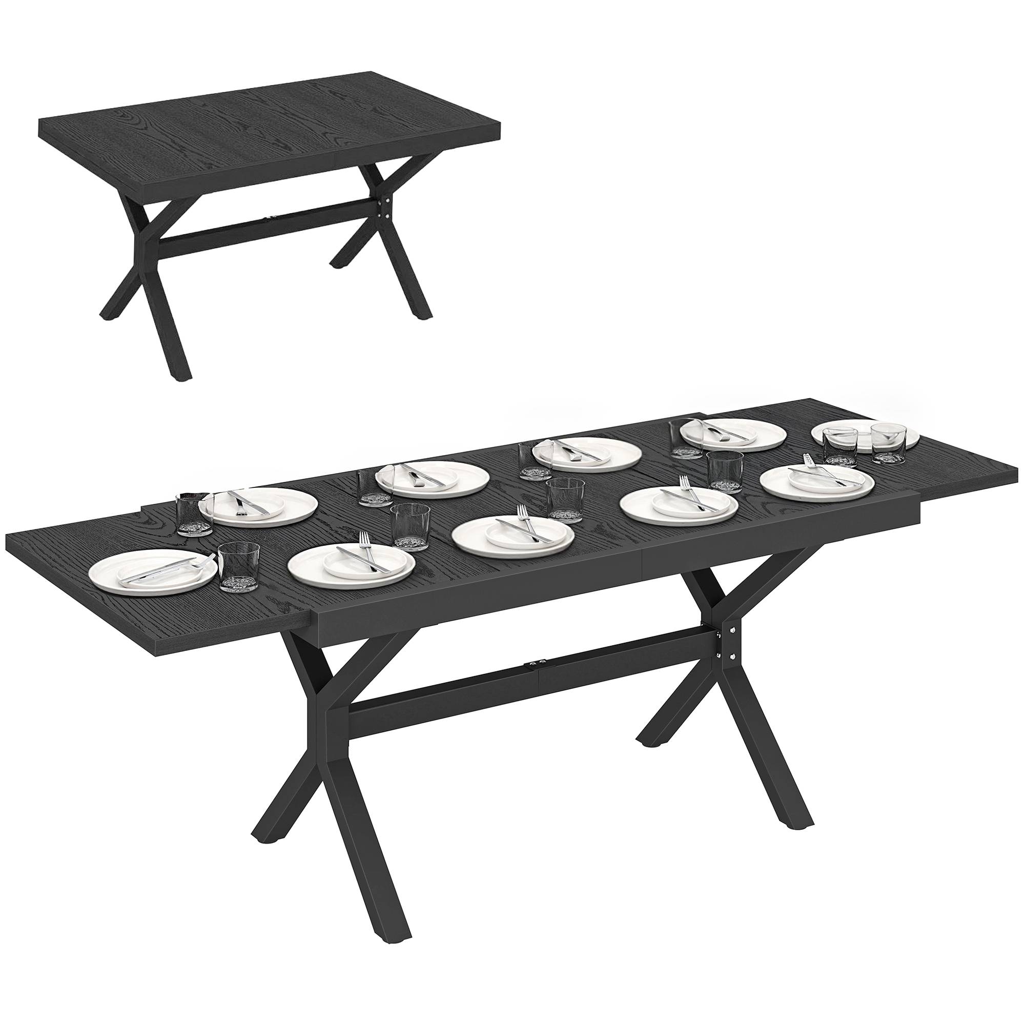 Table de Jardin Extensible Aluminium Table de Repas Extérieure Effet ...
