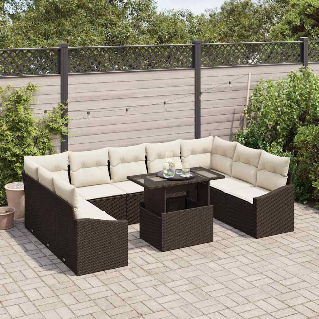 Ensemble Canapé Géant 10 Pièces Marron et Crème Résine Anti-UV Durable ...