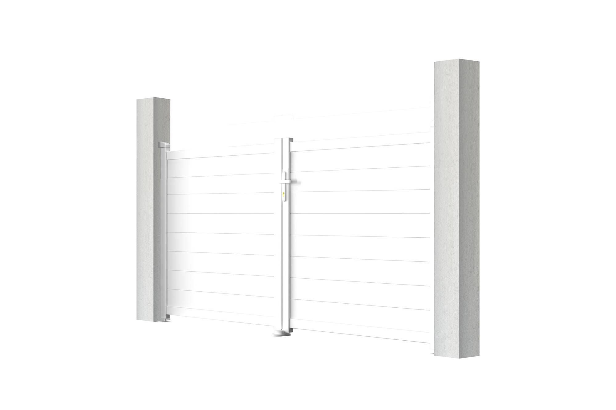Portail battant 3 m EIGER H.140 cm + 2 poteaux H.166 cm aluminium blanc ...