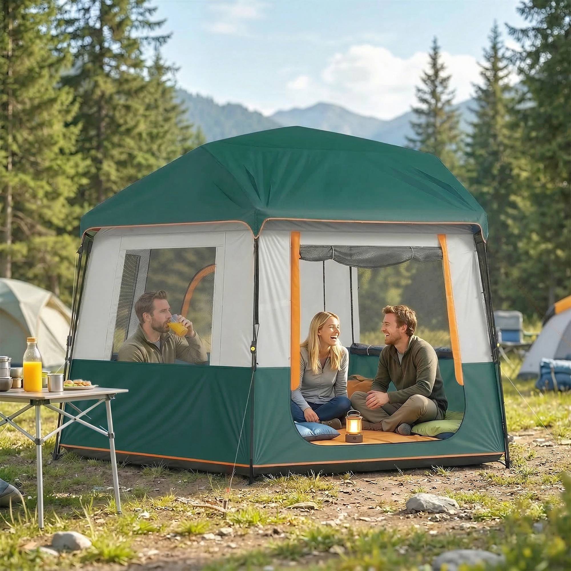 Tente de camping polyester vert 350 x 350 x 205 cm - PANGIVO - Jardiland