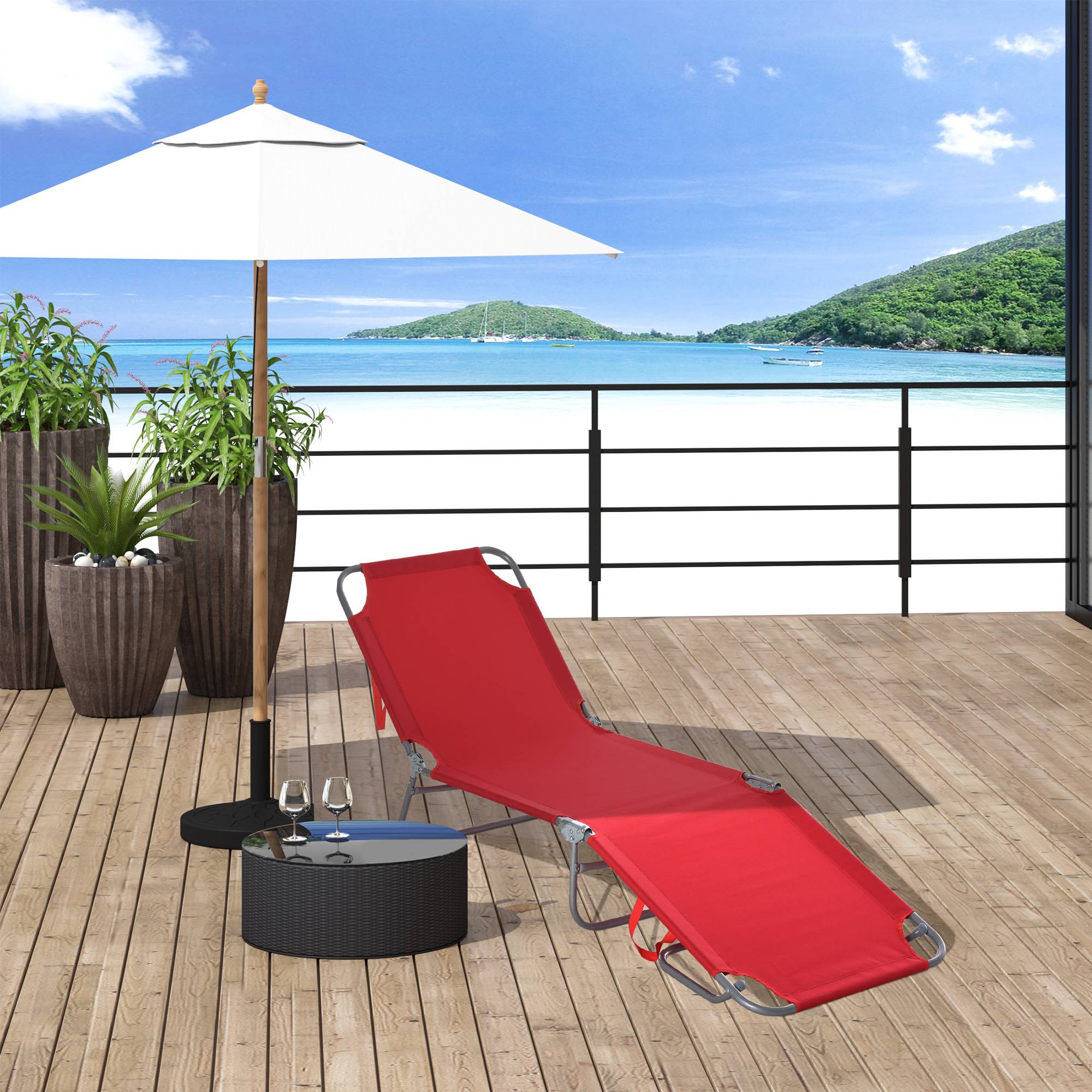 Bain de Soleil transat Pliable Dossier réglable Multipositions métal et ...