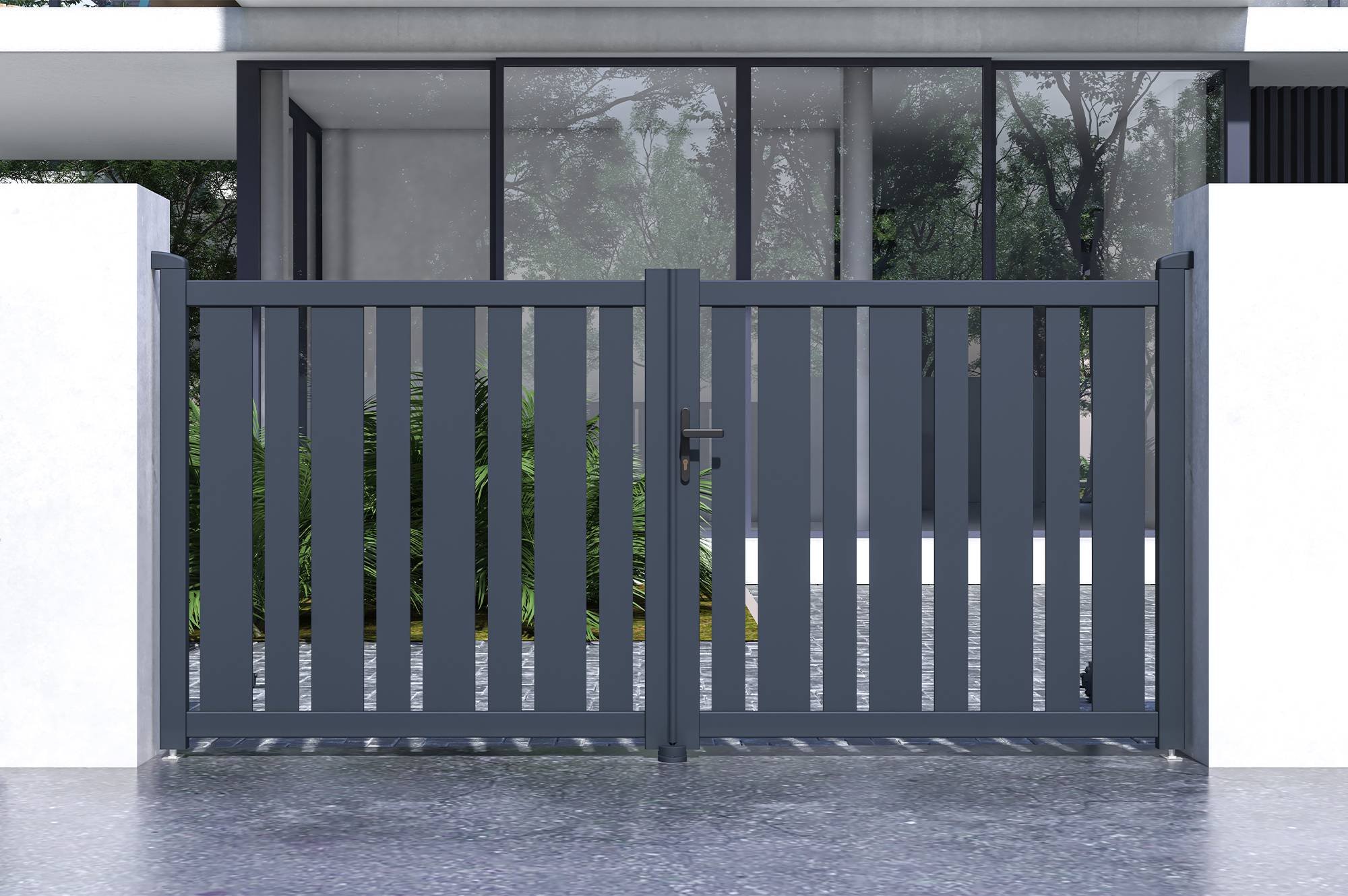 Portail battant ajustable en largeur 3 m VEYMONT H.140 cm alu gris ...