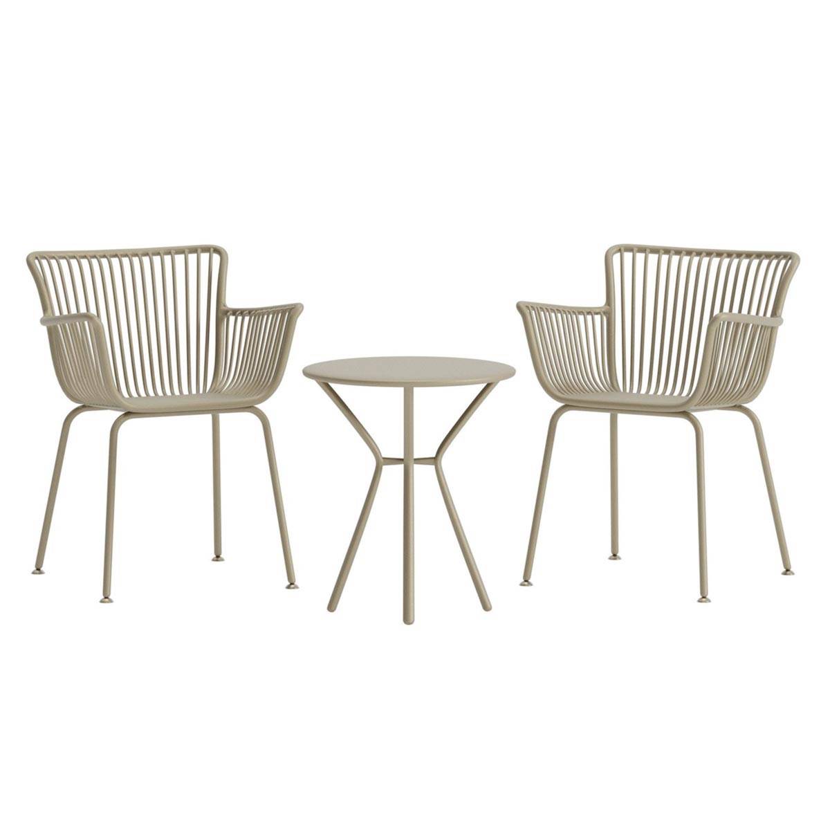 Ensemble Table de Jardin & 2 Chaises "Sifnos" 60cm Beige - Jardiland