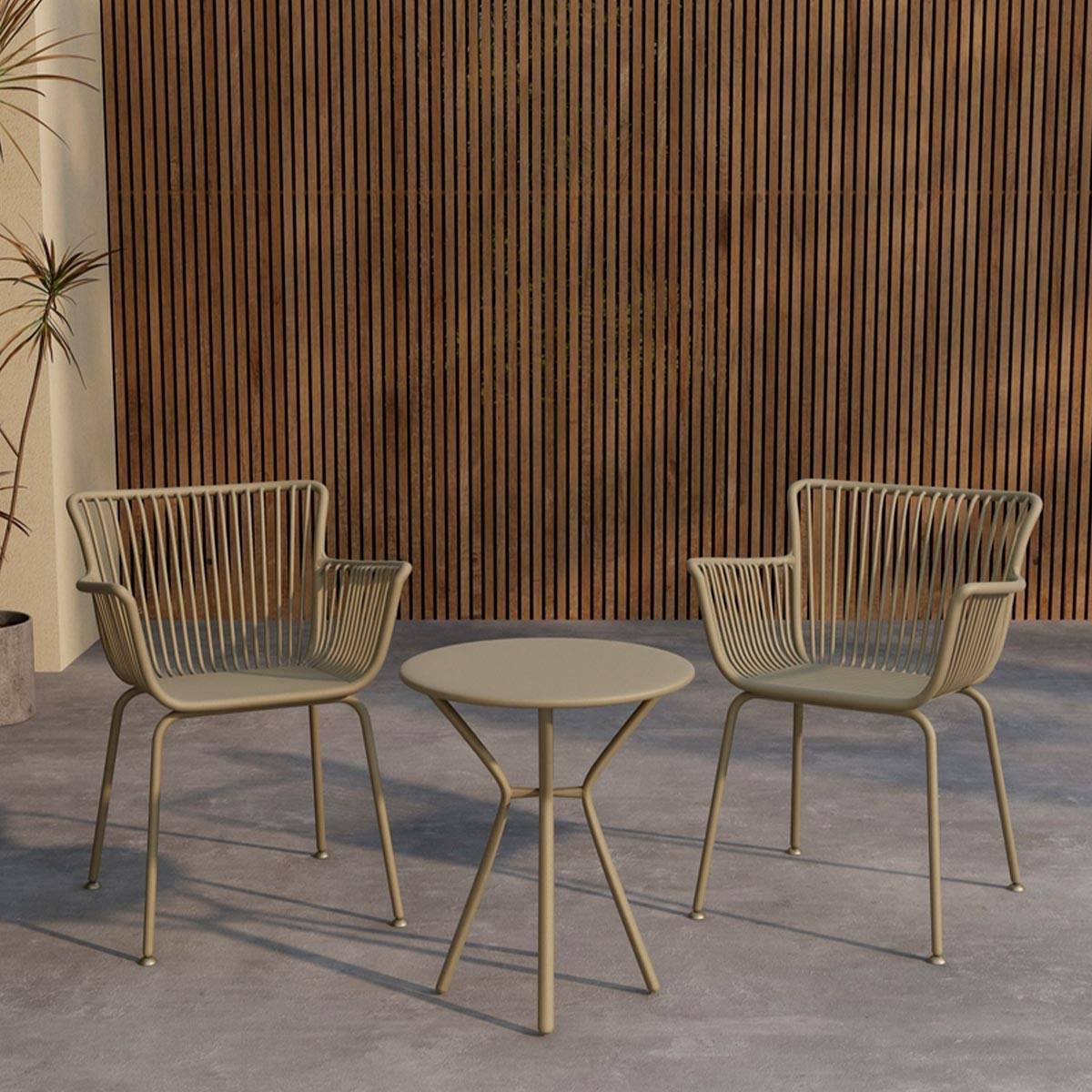 Ensemble Table de Jardin & 2 Chaises "Sifnos" 60cm Beige - Jardiland