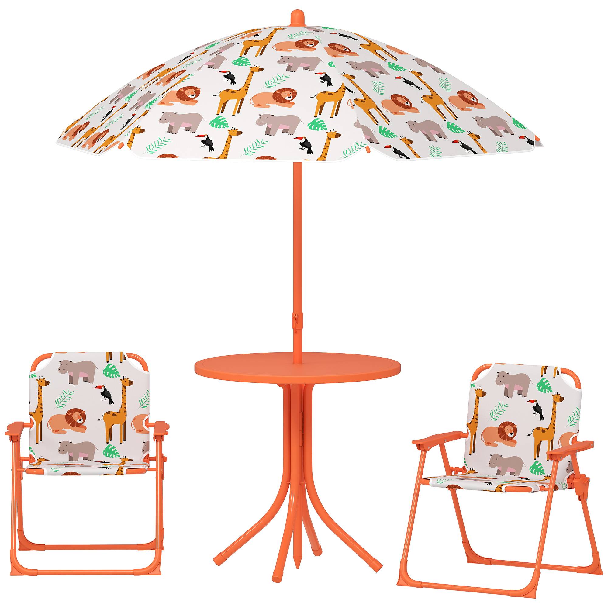 Salon de jardin enfant, table enfant avec 2 chaises pliantes et parasol ...