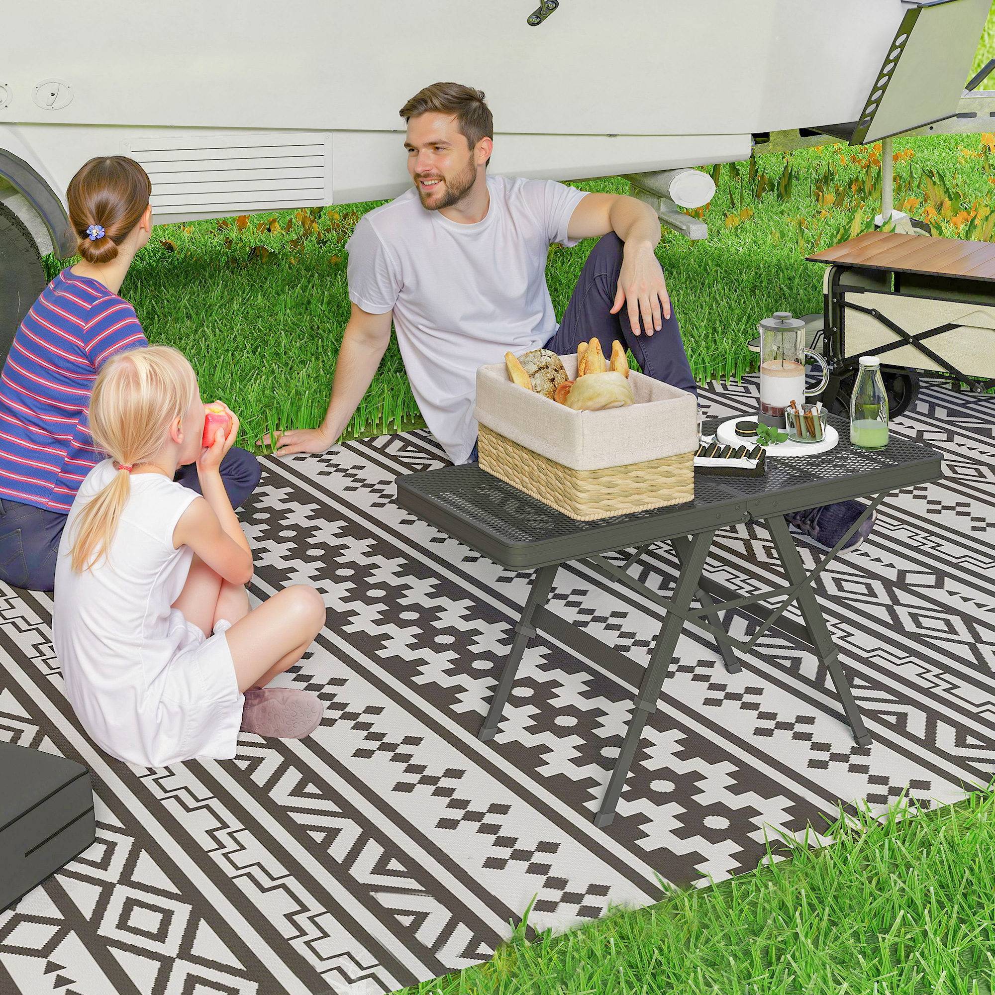 Table de camping pliante aluminium et métal noir 90 x 40.5 x 58 cm ...