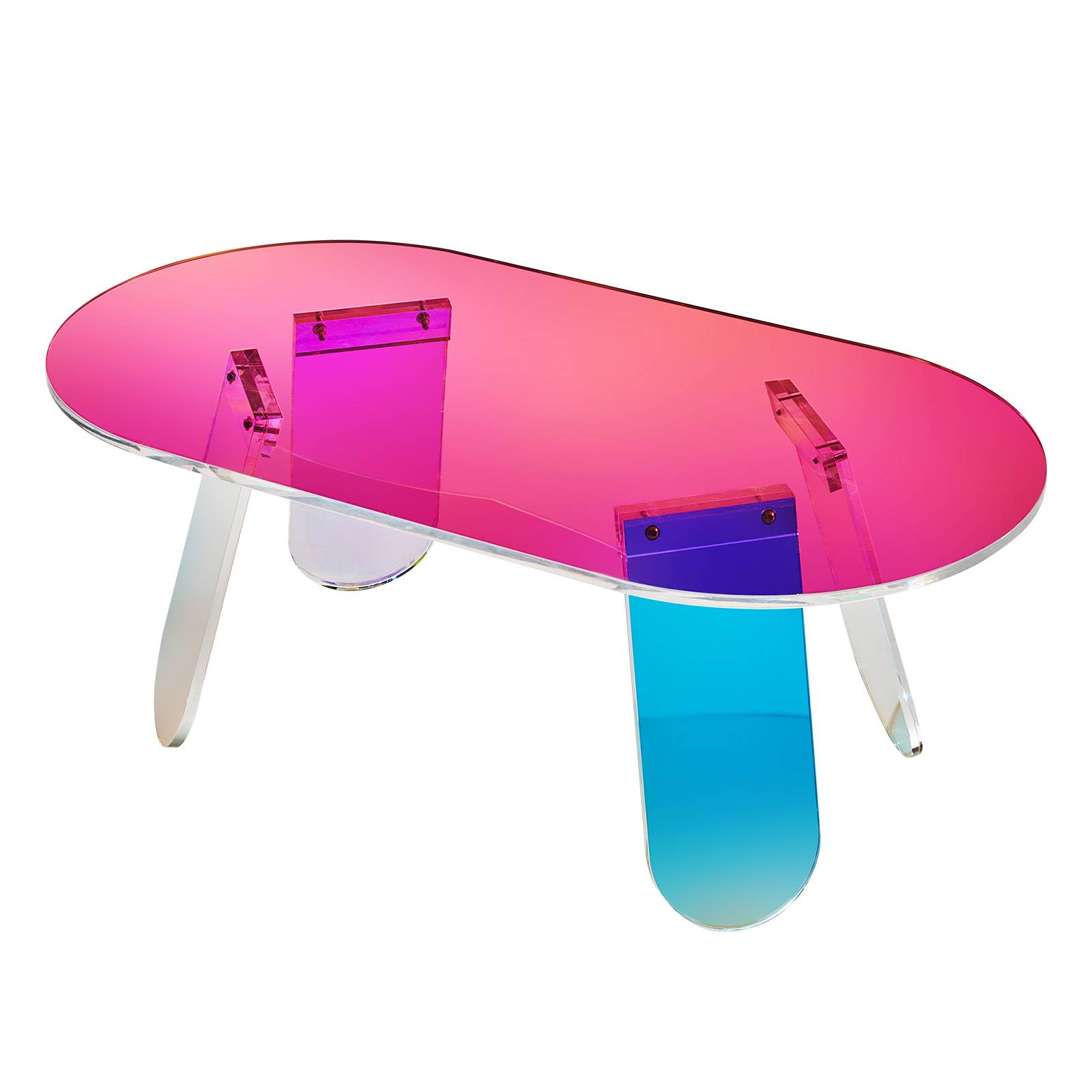 Table basse acrylique irisée 950x500x350 mm, épaisseur 12 mm, charge 25 ...