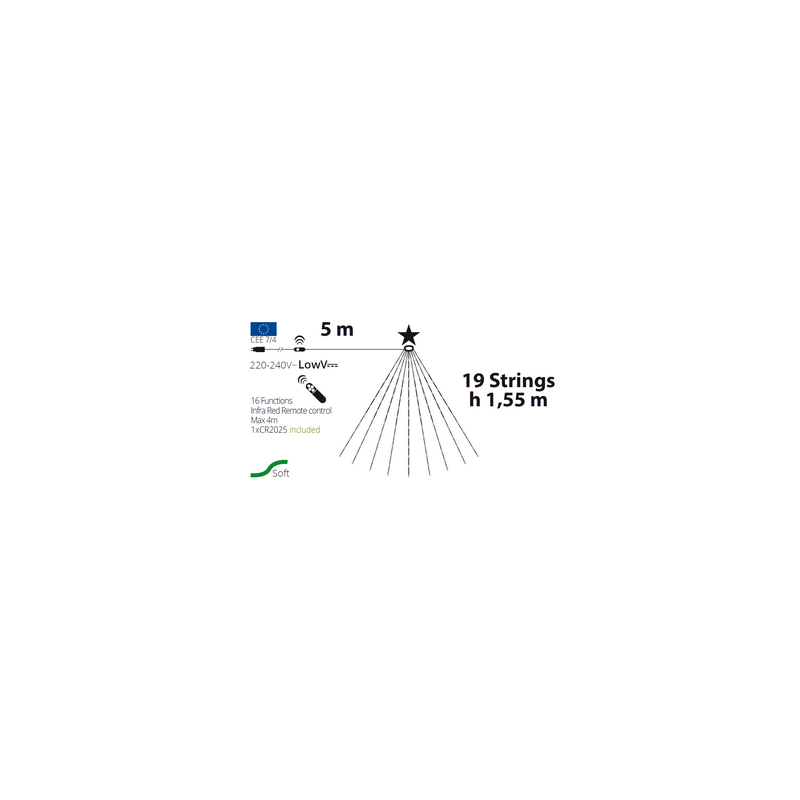 Sapin Conique lumineux sur Mat H240cm 342 Led pixel RGB Lotti - Jardiland