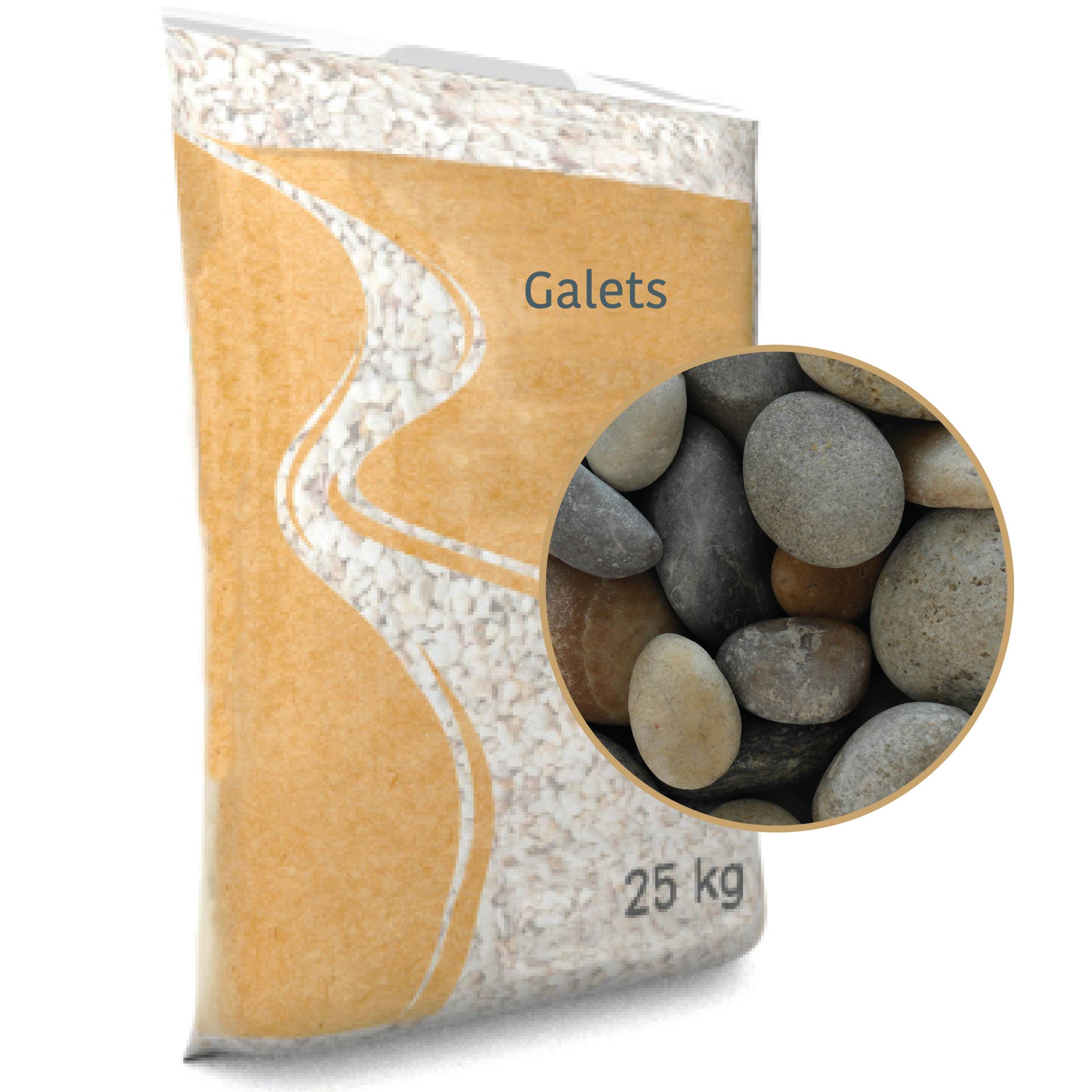 Gravillon roulé gris mixte 20/50 en sac de 25 KG - Jardiland
