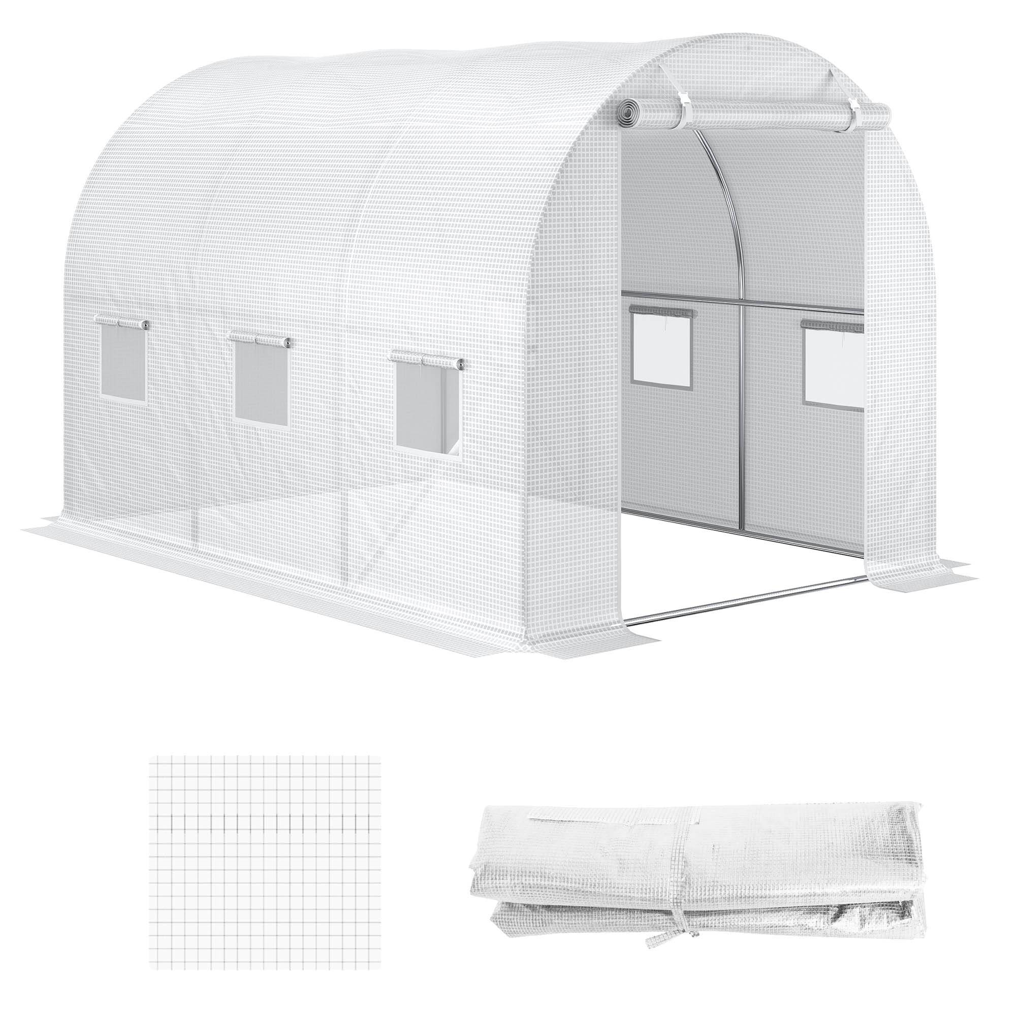 Bâche de rechange serre tunnel PE anti-UV protection 6 fenêtres porte ...