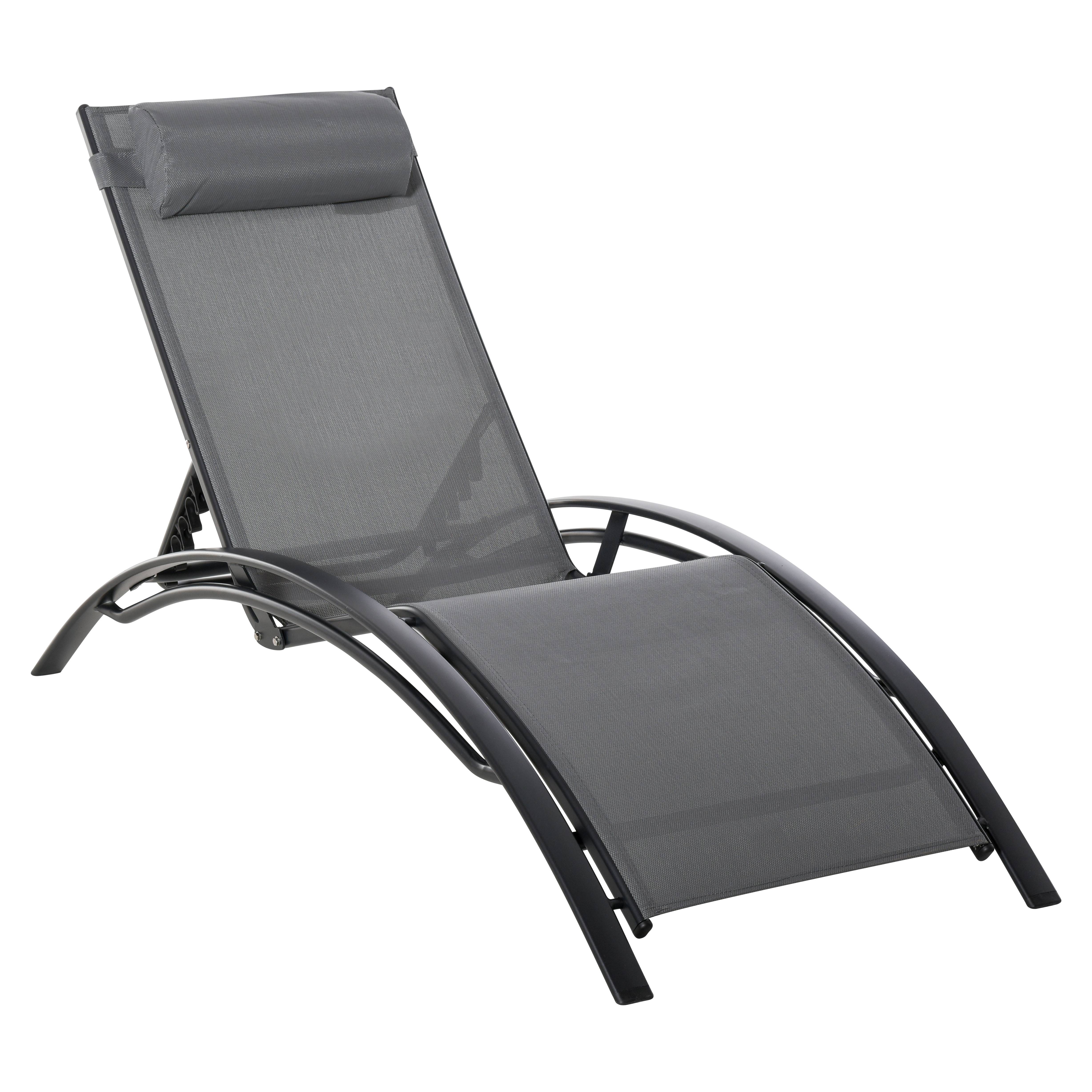 Transat de Jardin Design 171 x 64 cm, Chaise Longue Réglable, Tétière ...