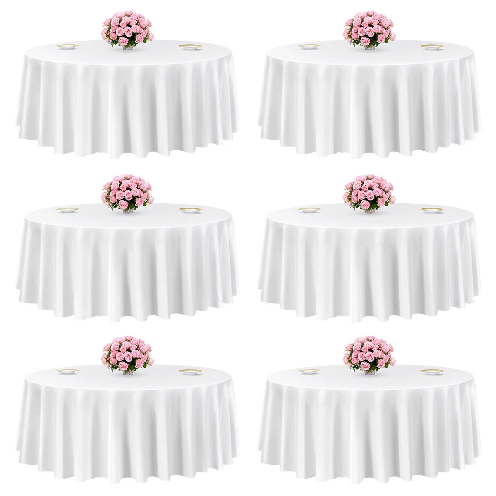 VEVOR Nappe ronde blanche de table en polyester 3048 mm lot de 6 pour ...