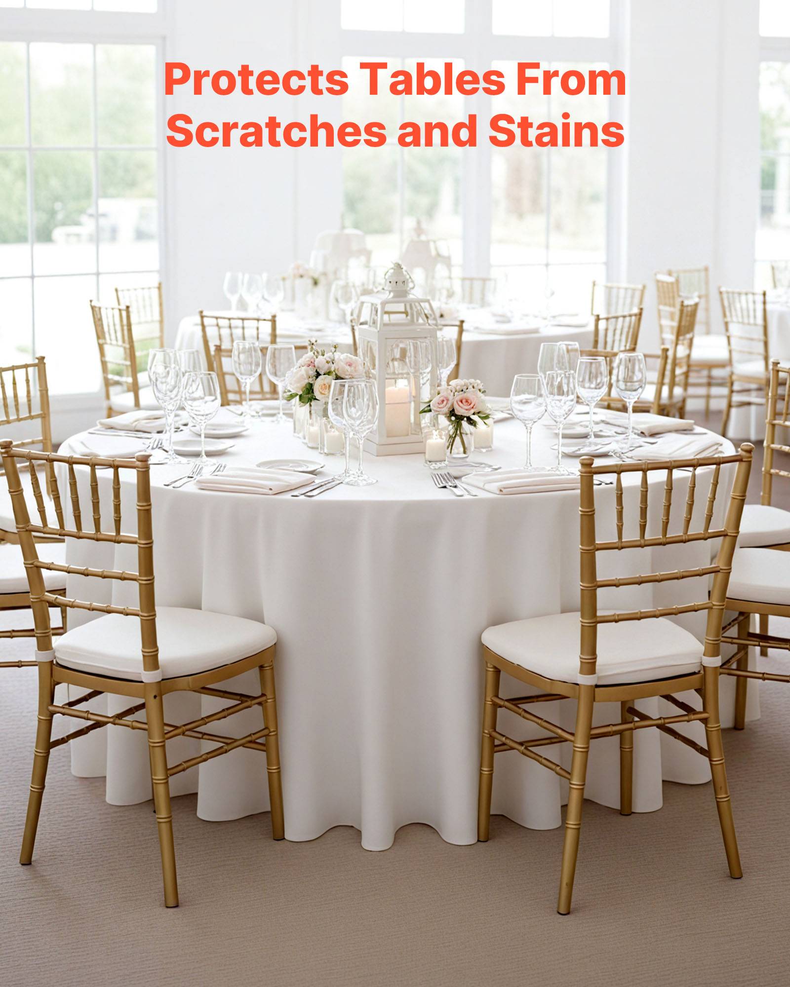 VEVOR Nappe ronde blanche de table en polyester 3048 mm lot de 6 pour ...