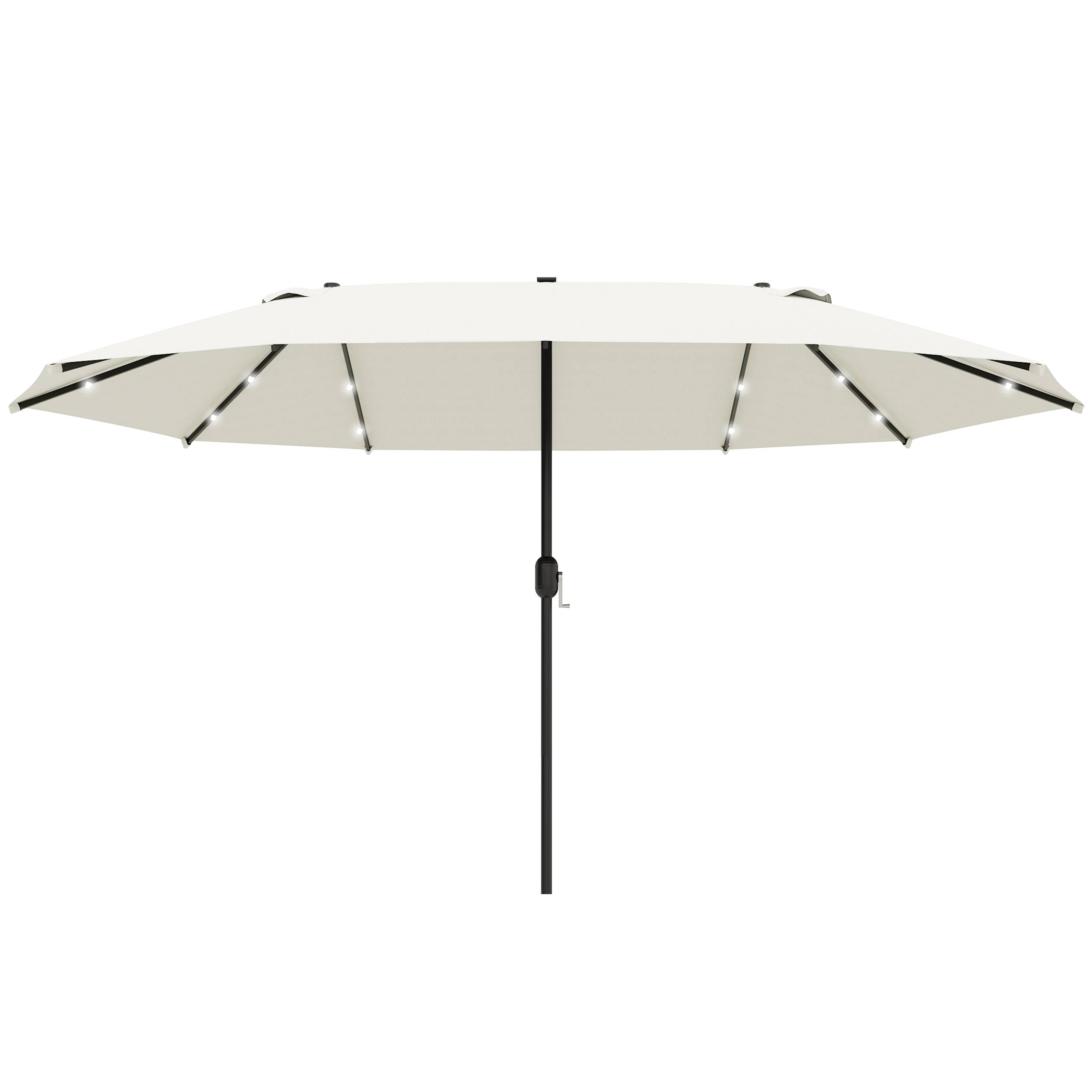 Parasol double en métal pour extérieur avec éclairage LED solaire ...
