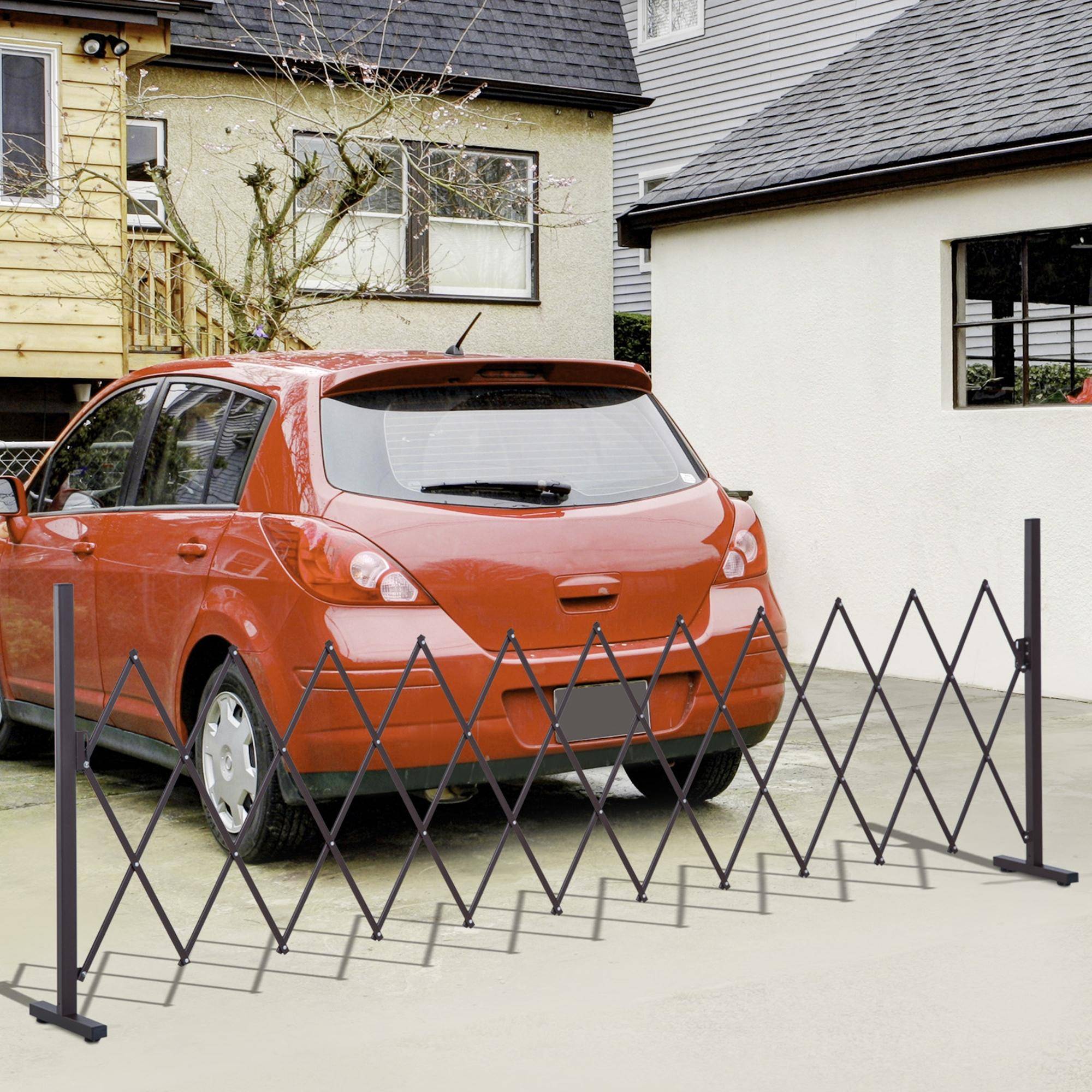 Barrière extensible aluminium et fer marron 300 x 31 x 103 cm - PANGIVO ...