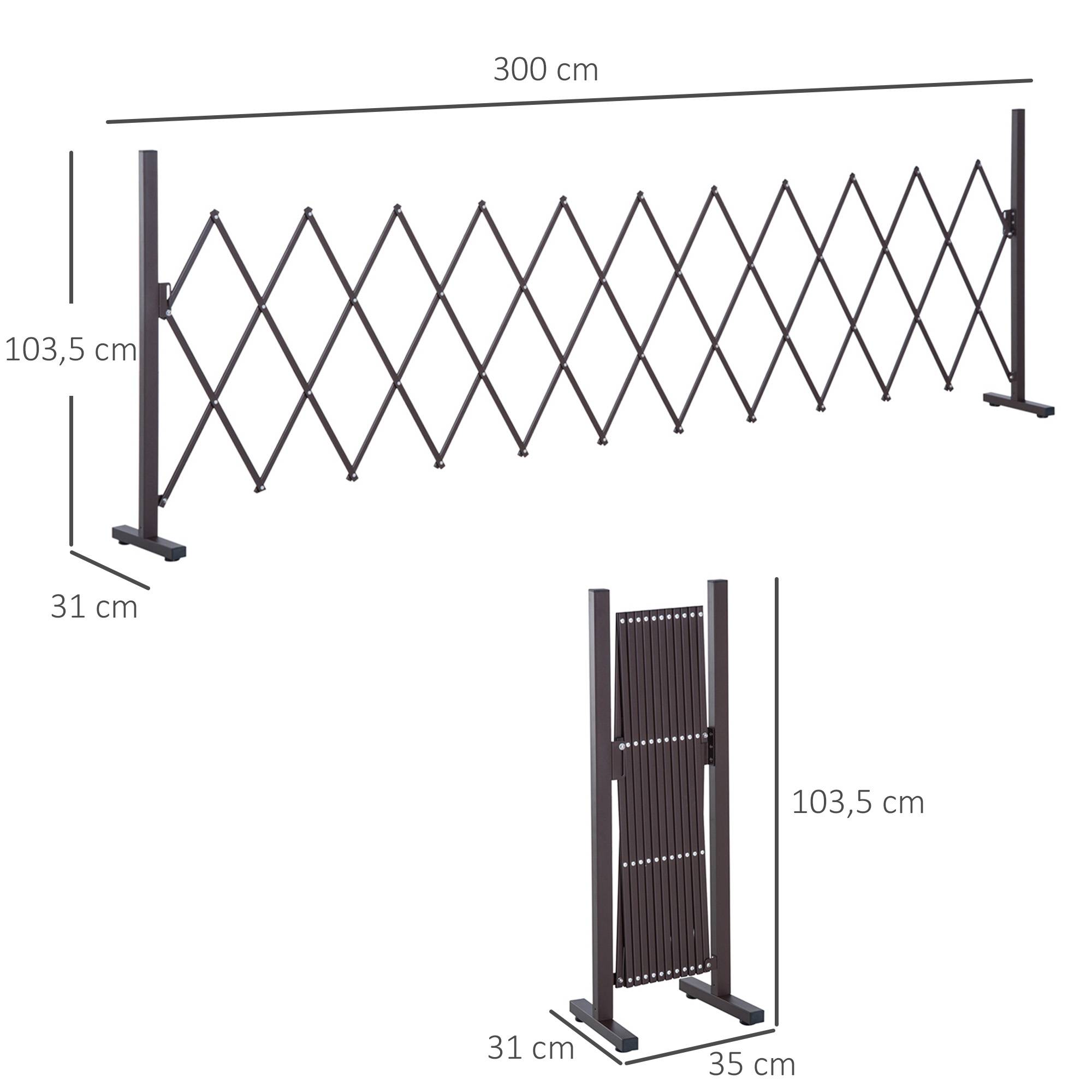 Barrière extensible aluminium et fer marron 300 x 31 x 103 cm - PANGIVO ...