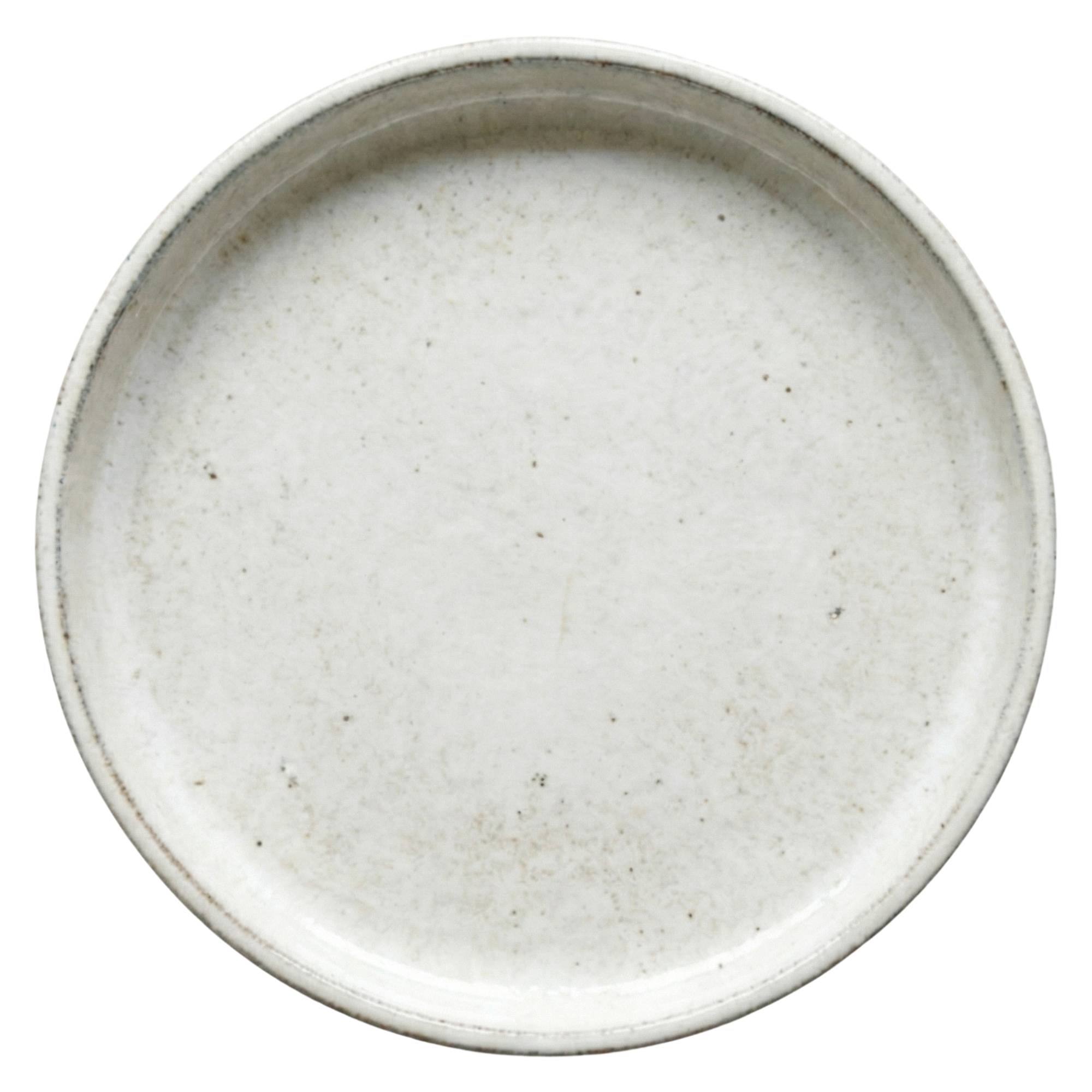 Soucoupe 16cm crème faite à la main en terre cuite émaillée - Jardiland