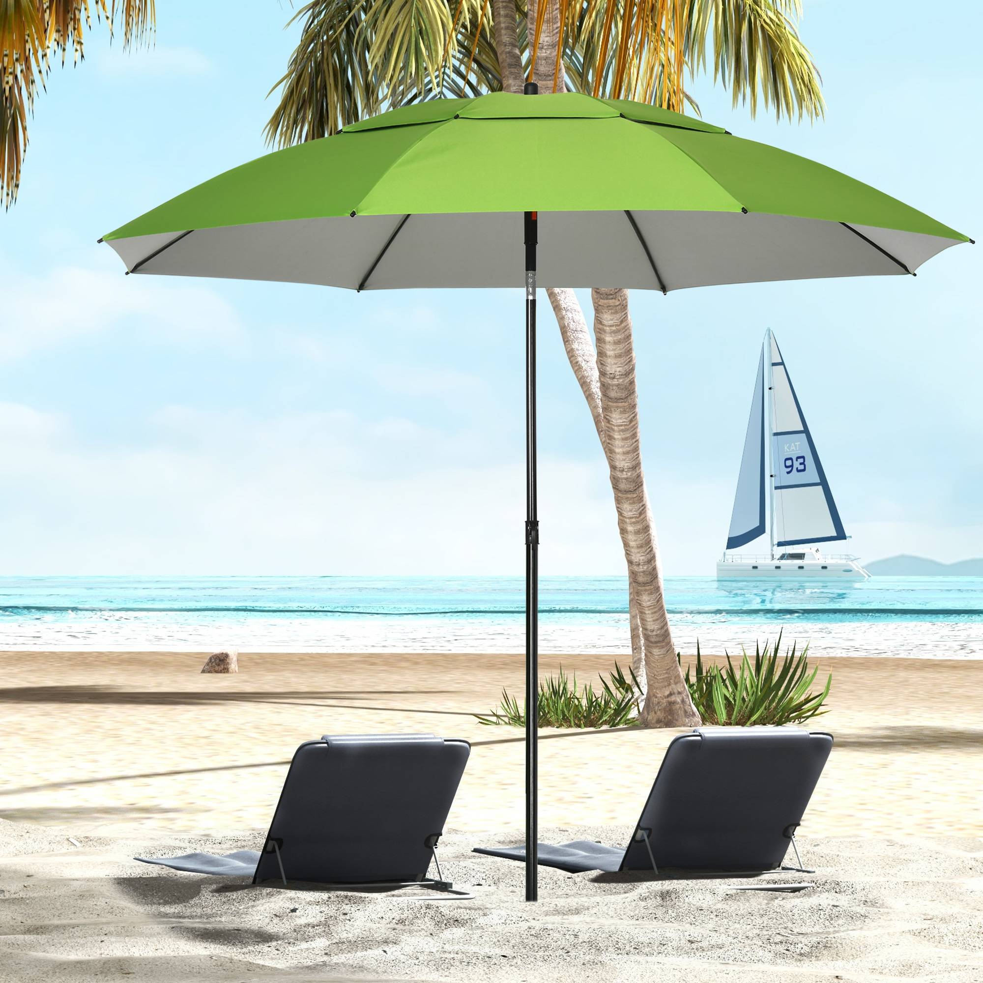 Parasol Polyester Vert 185x185x205 cm - Jardiland