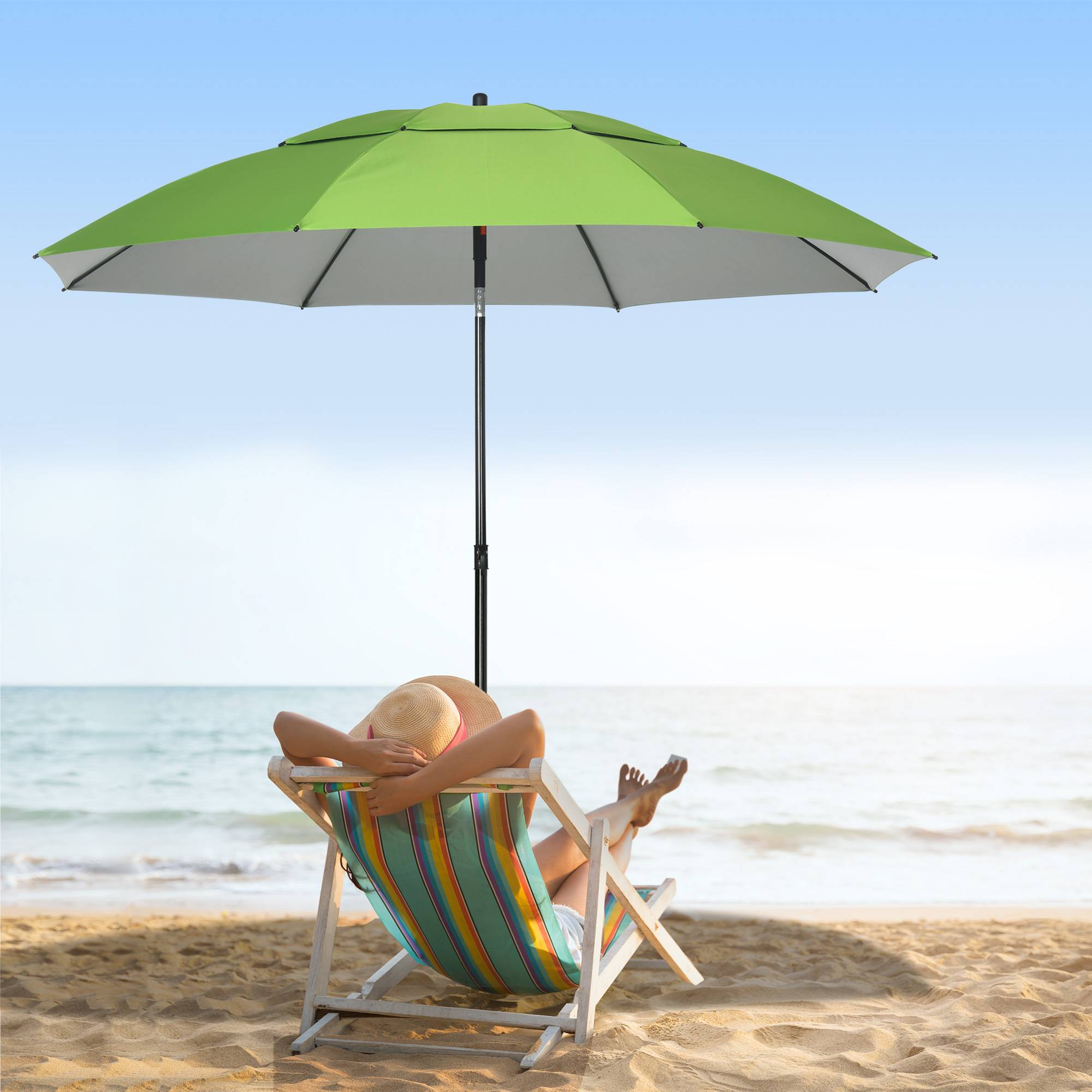 Parasol Polyester Vert 185x185x205 cm - Jardiland