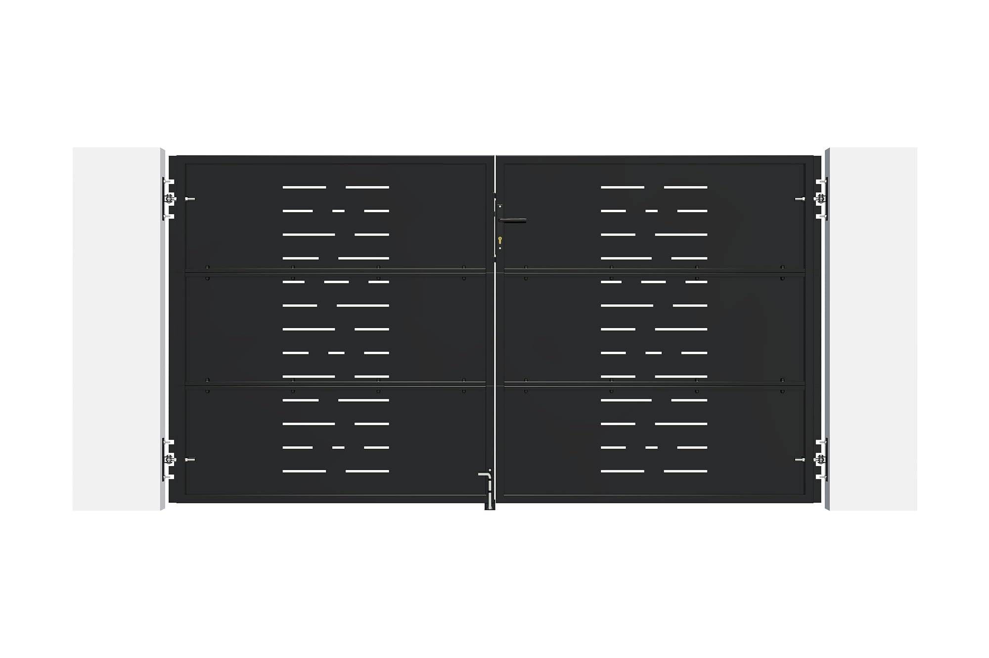 Casanoov Portail battant acier noir mat 3 m NALI ARLBERG H.160 cm + 2 ...