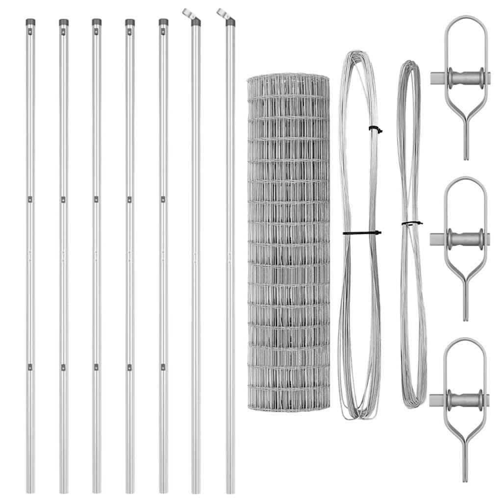 Clôture Acier PVC Argenté 1 x 25 m 3,2 x 100 cm, Poids :36.6kg ...