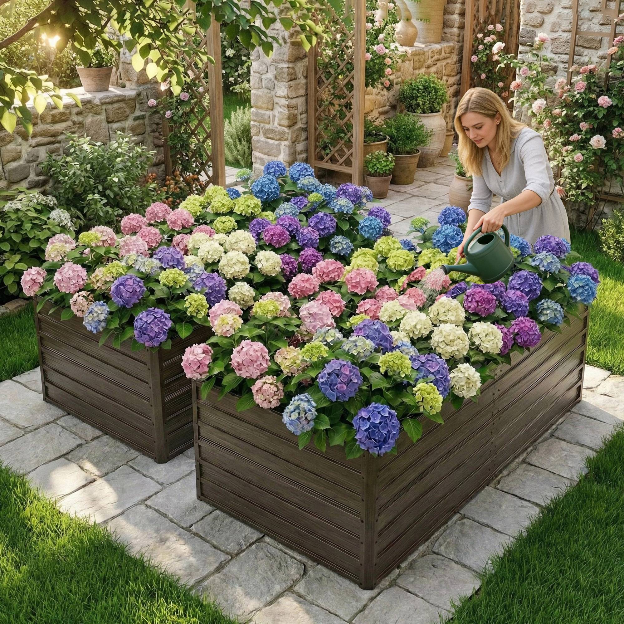 Carré potager surélevé métal aspect bois pour jardin fond ouvert ...