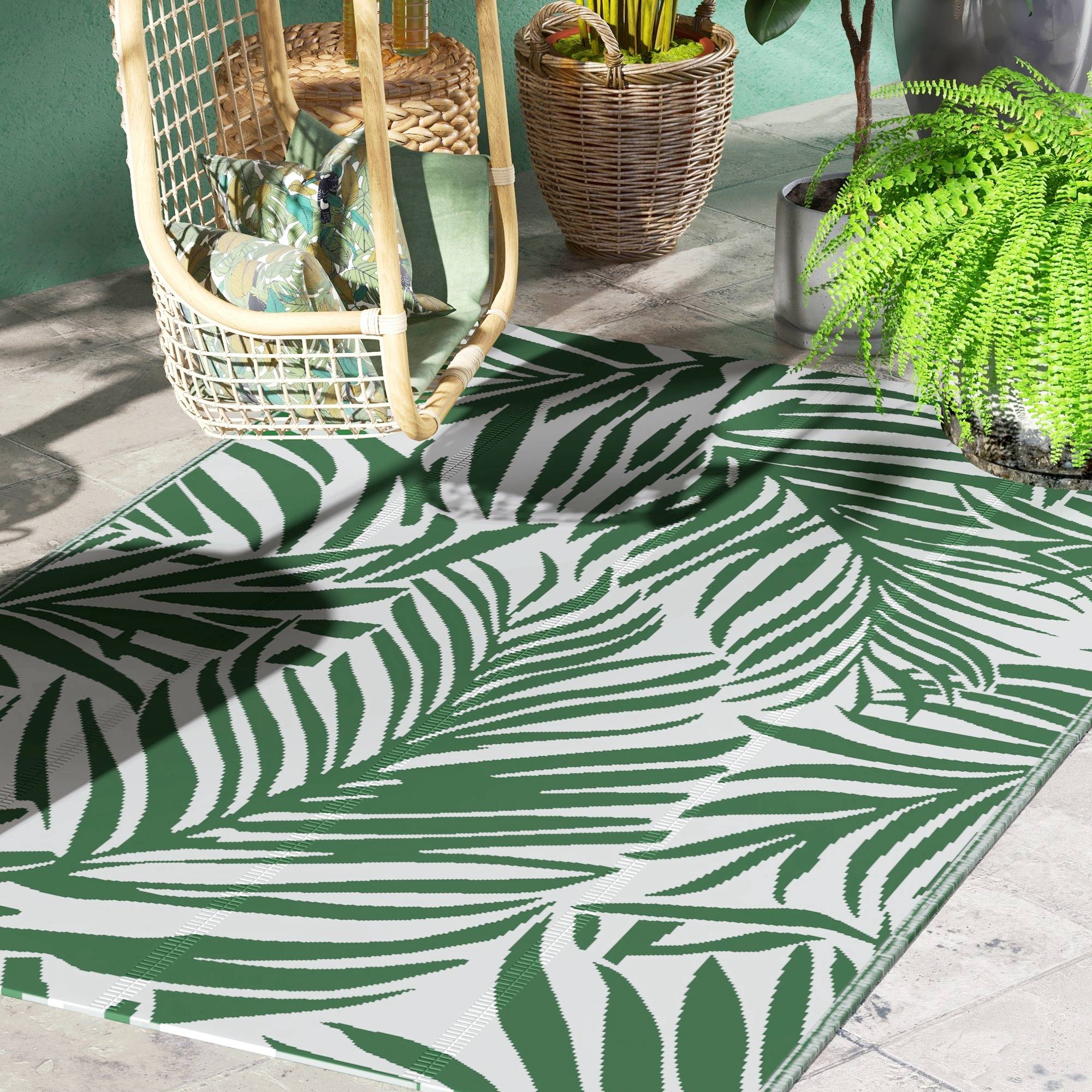 Tapis d'extérieur réversible Polypropylène Terrasse jardin Motif ...