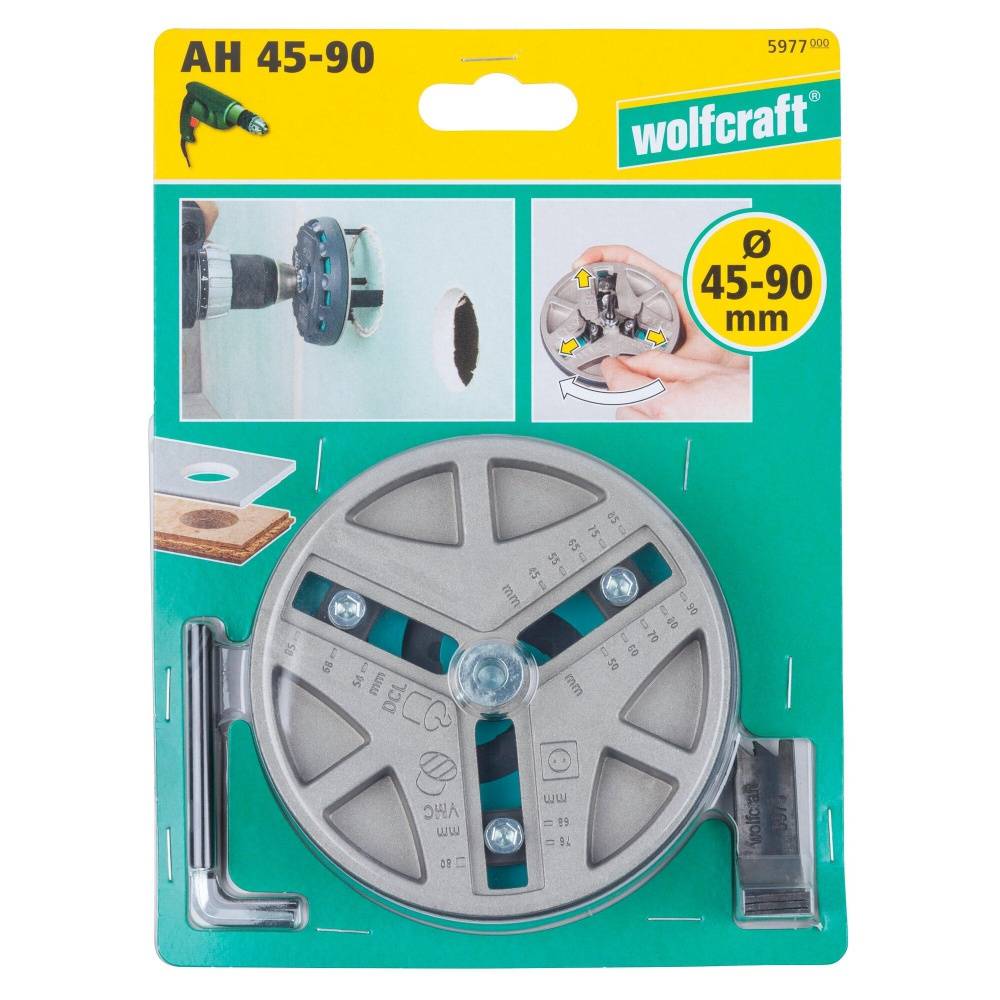 Scie cloche réglable wolfcraft diamètre 45,50,55,60,65,70,75,80,85,90 ...