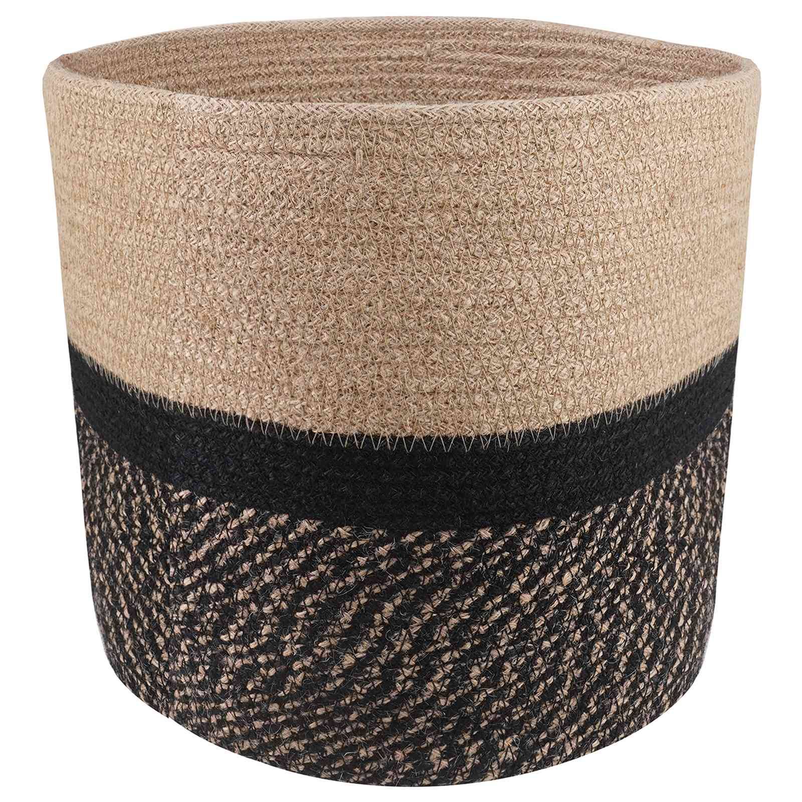 Ensemble de 2 pots à plantes jute naturel et noir 28 x 28 x 28 cm ...