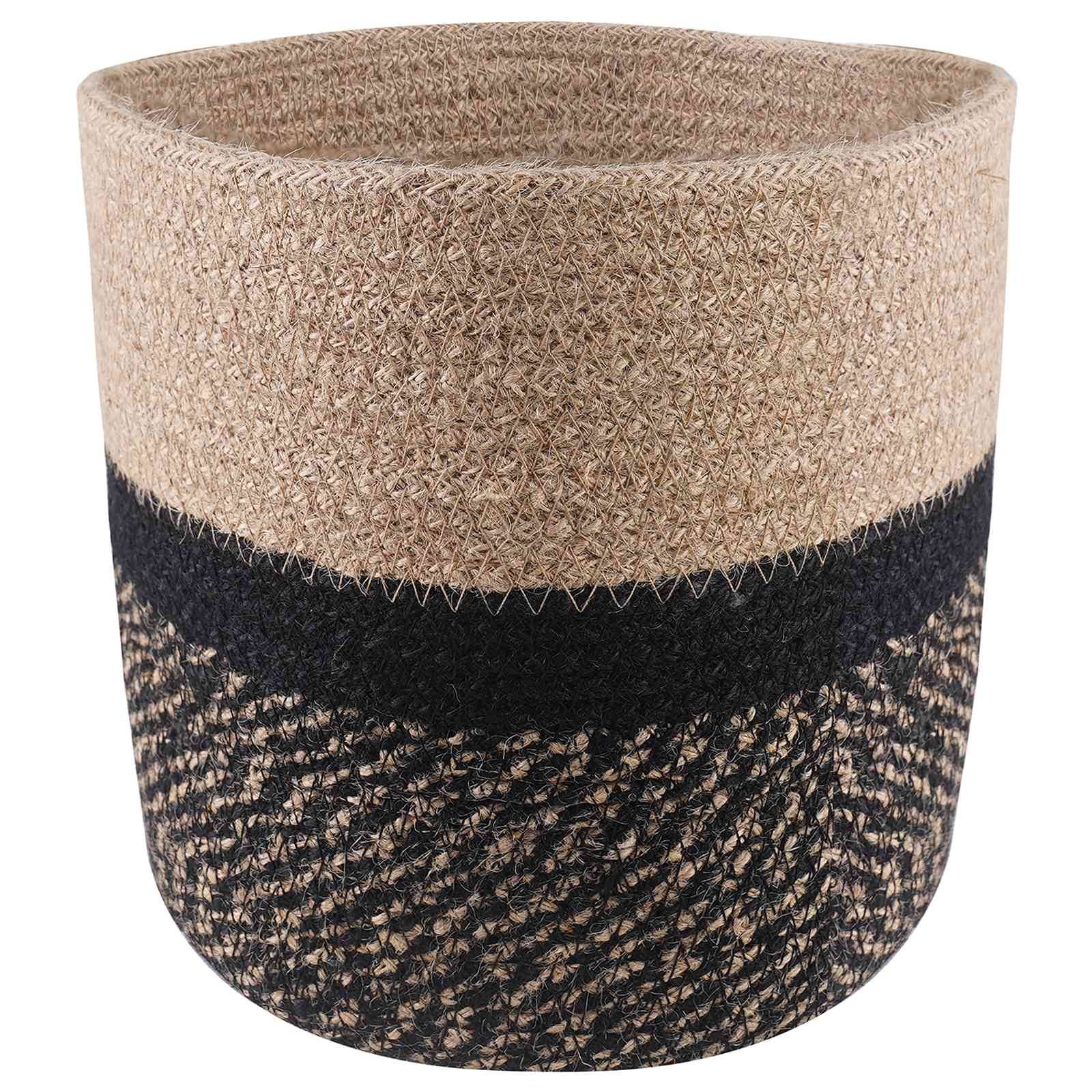 Ensemble de 2 pots à plantes jute naturel et noir 28 x 28 x 28 cm ...