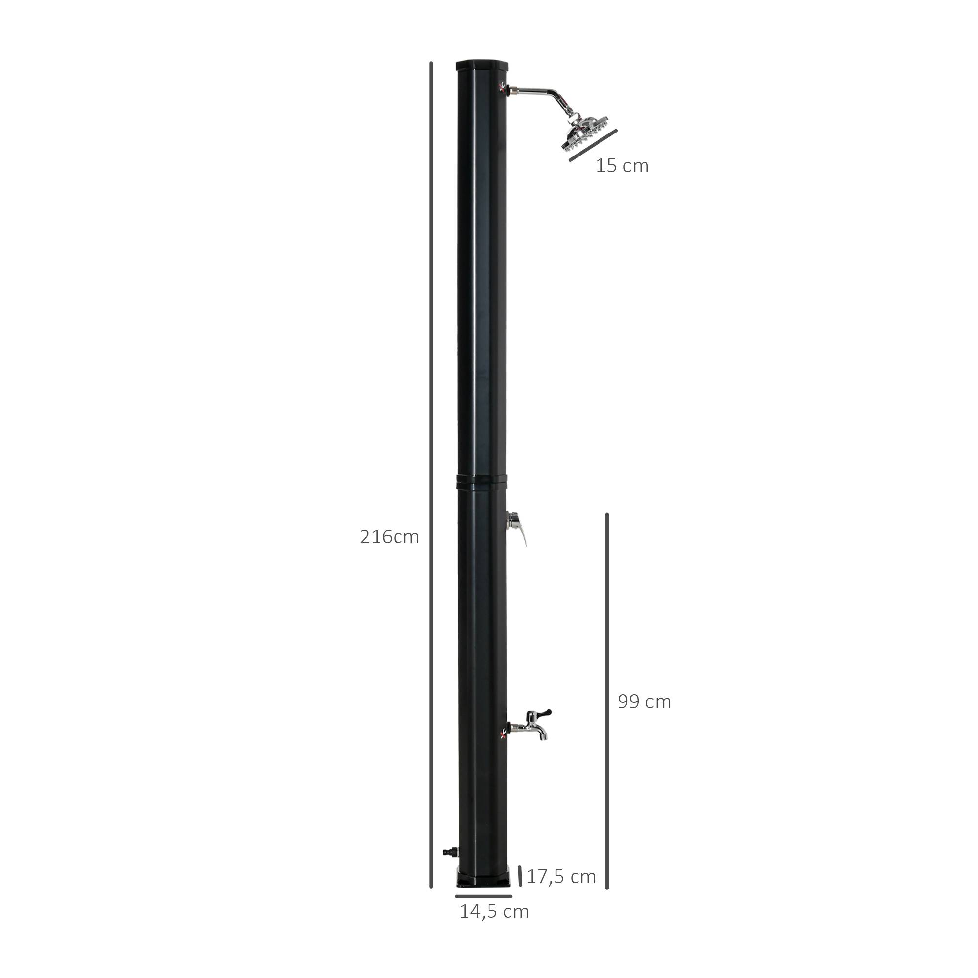 Douche solaire PVC et ABS noir 17.5 x 14.5 x 216 cm - PANGIVO - Jardiland