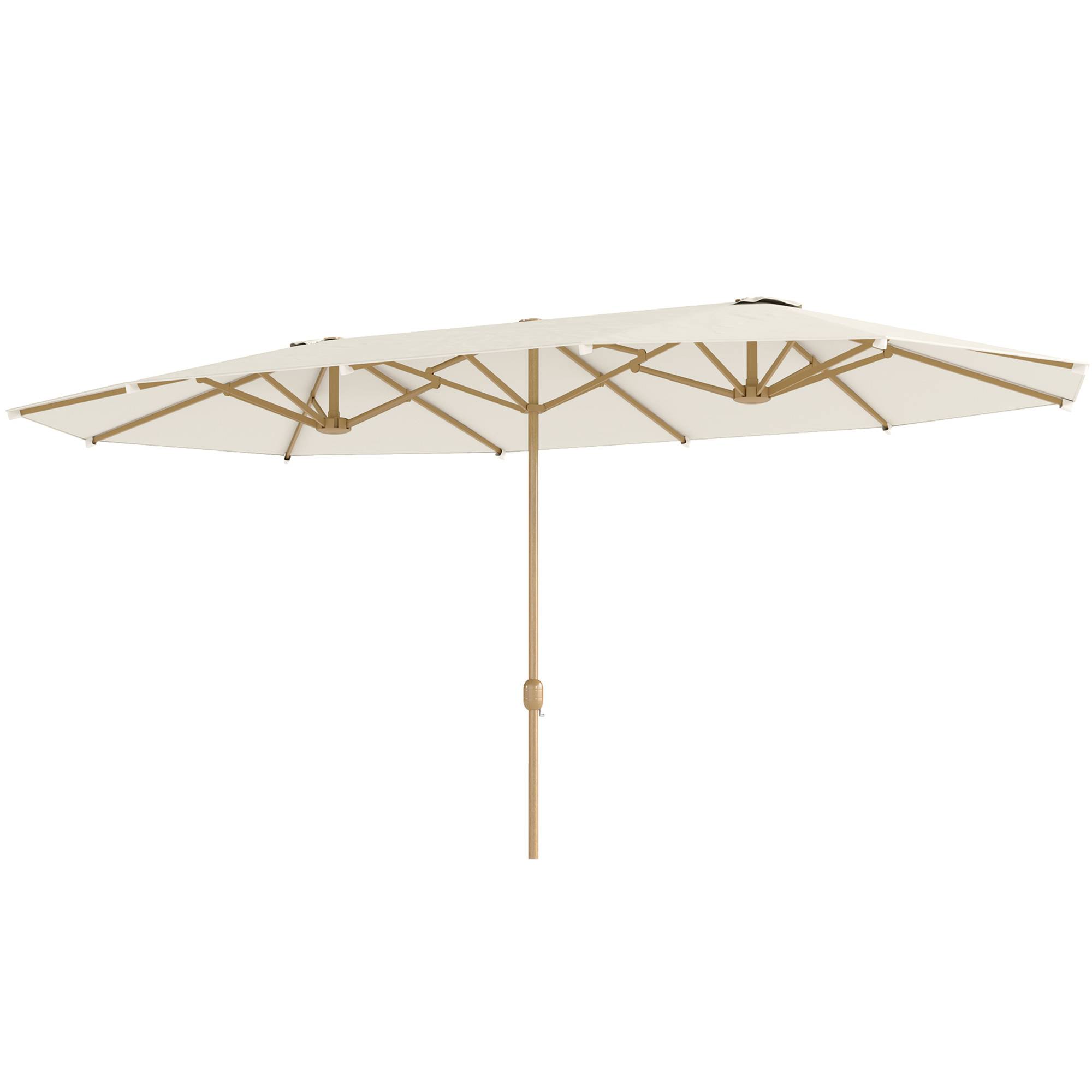 Parasol de jardin double 455 x 265 cm rectangulaire, manivelle, poteau ...