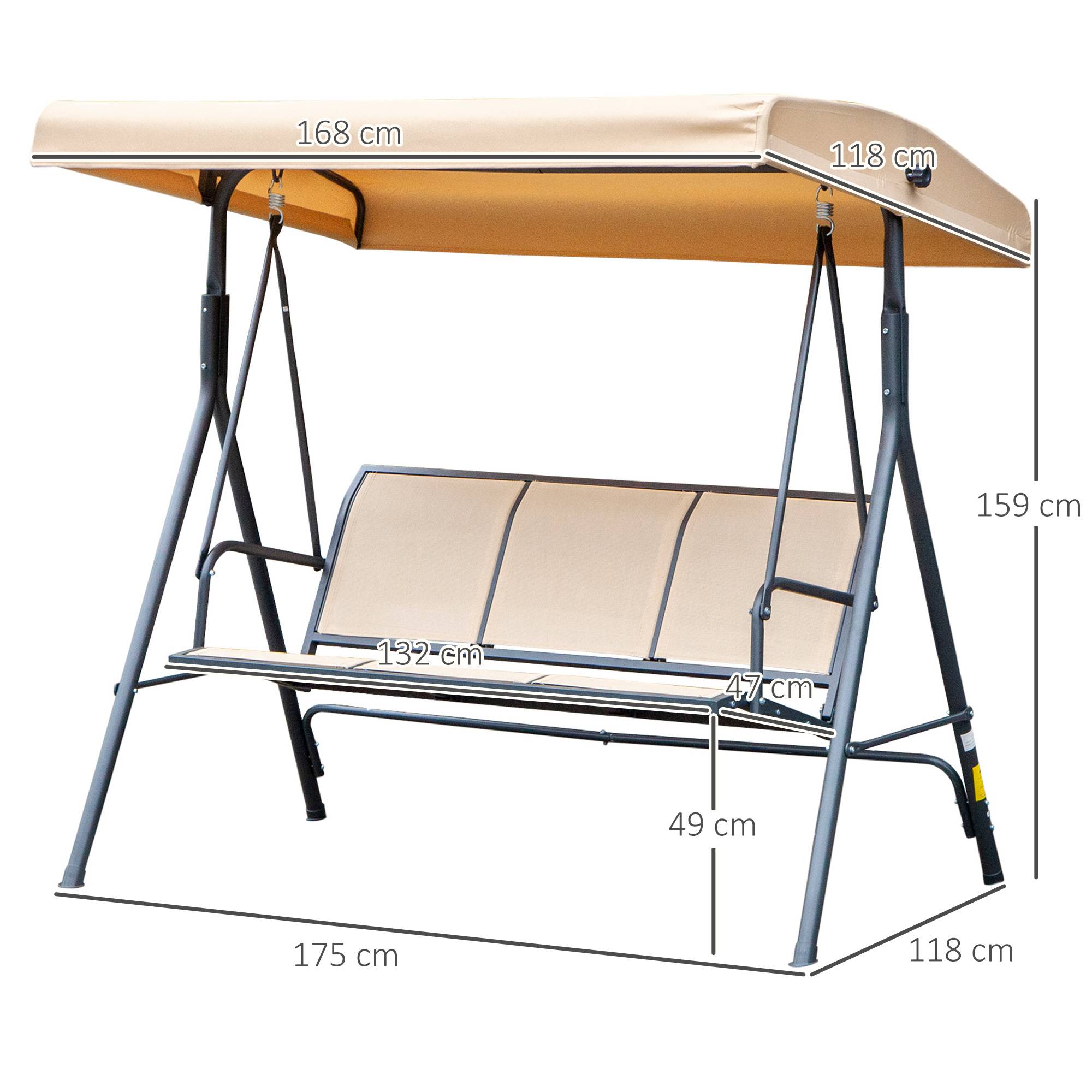 Balancelle de jardin acier et textilène beige 175 x 118 x 159 cm ...