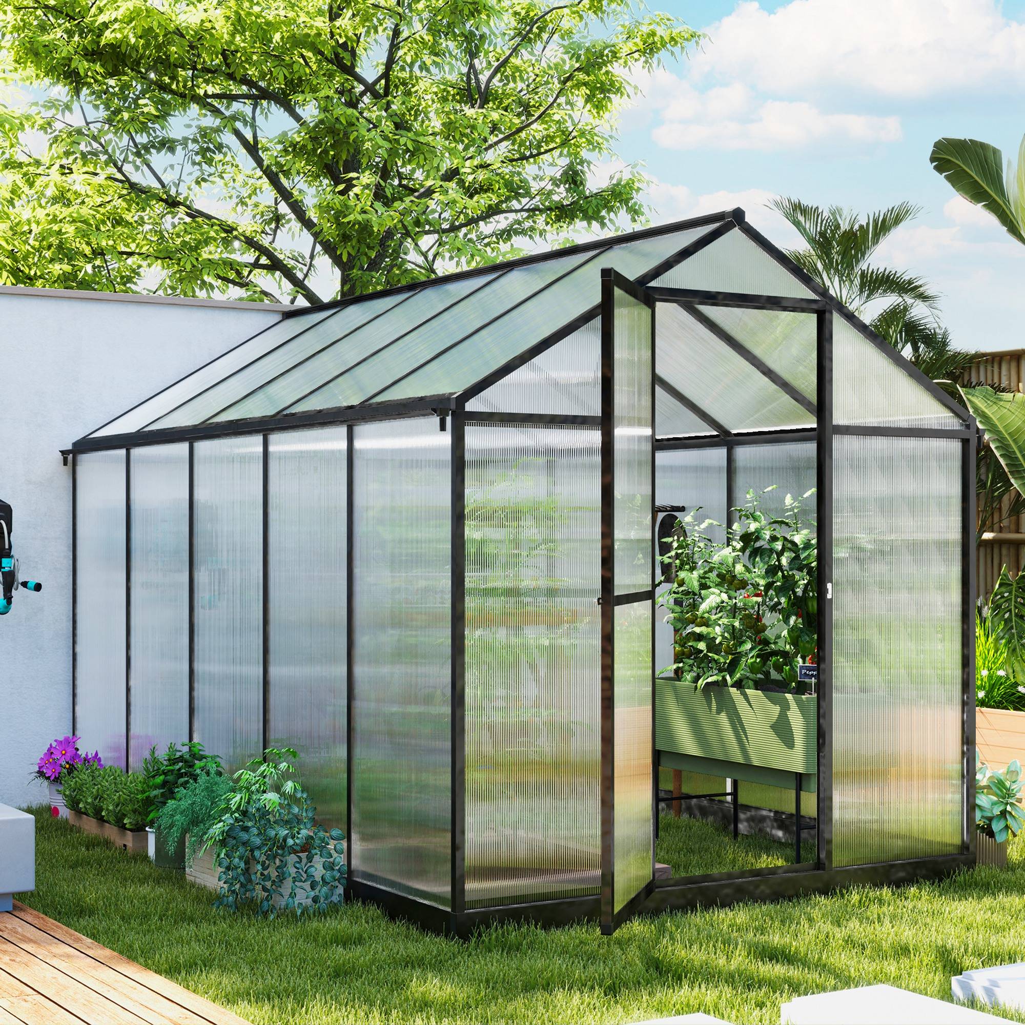 Serre de jardin polycarbonate aluminium extérieur protection hiver ...