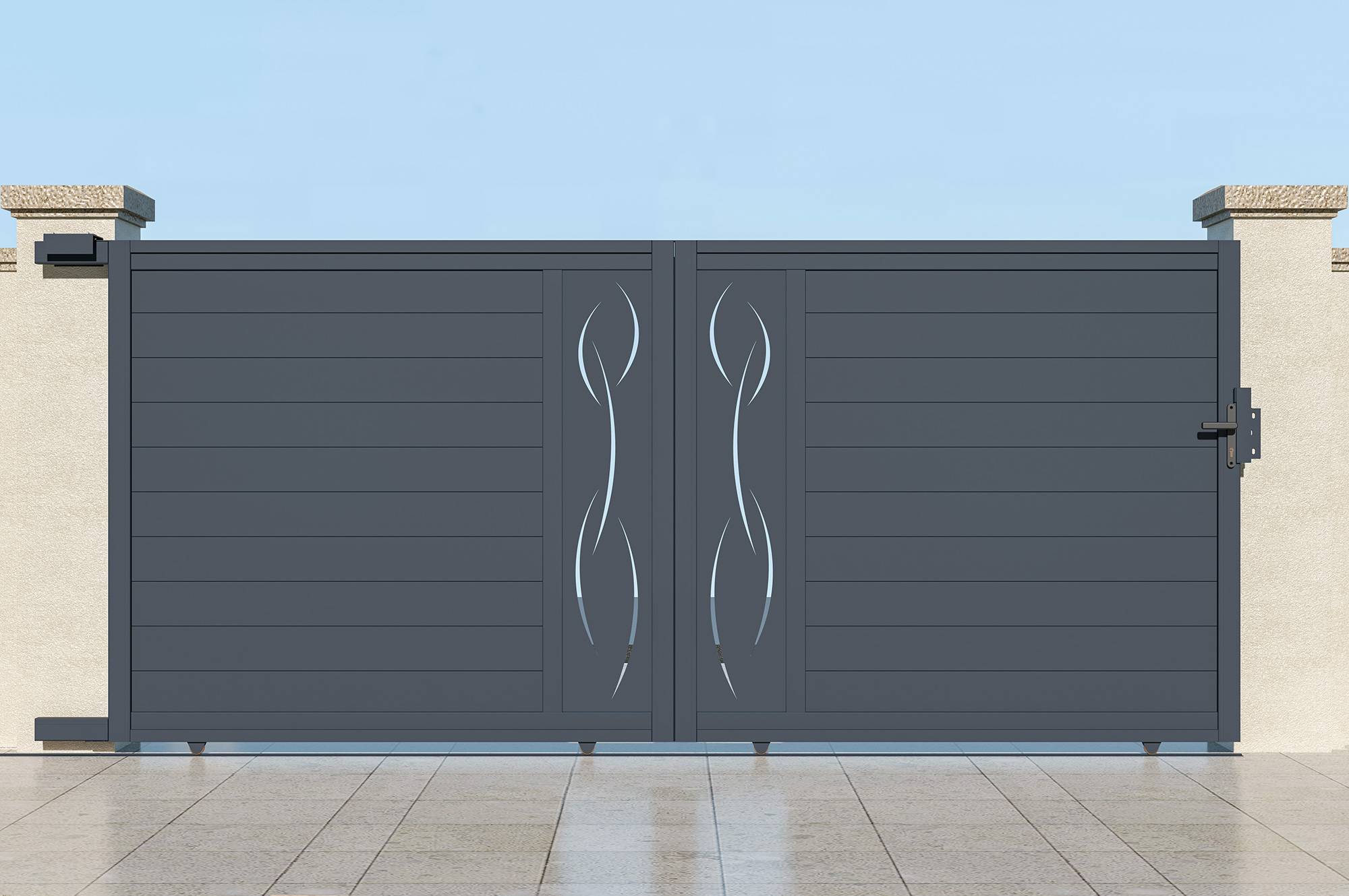Portail coulissant 4 m LIFE H.180 cm + 2 poteaux H.190 cm aluminium ...