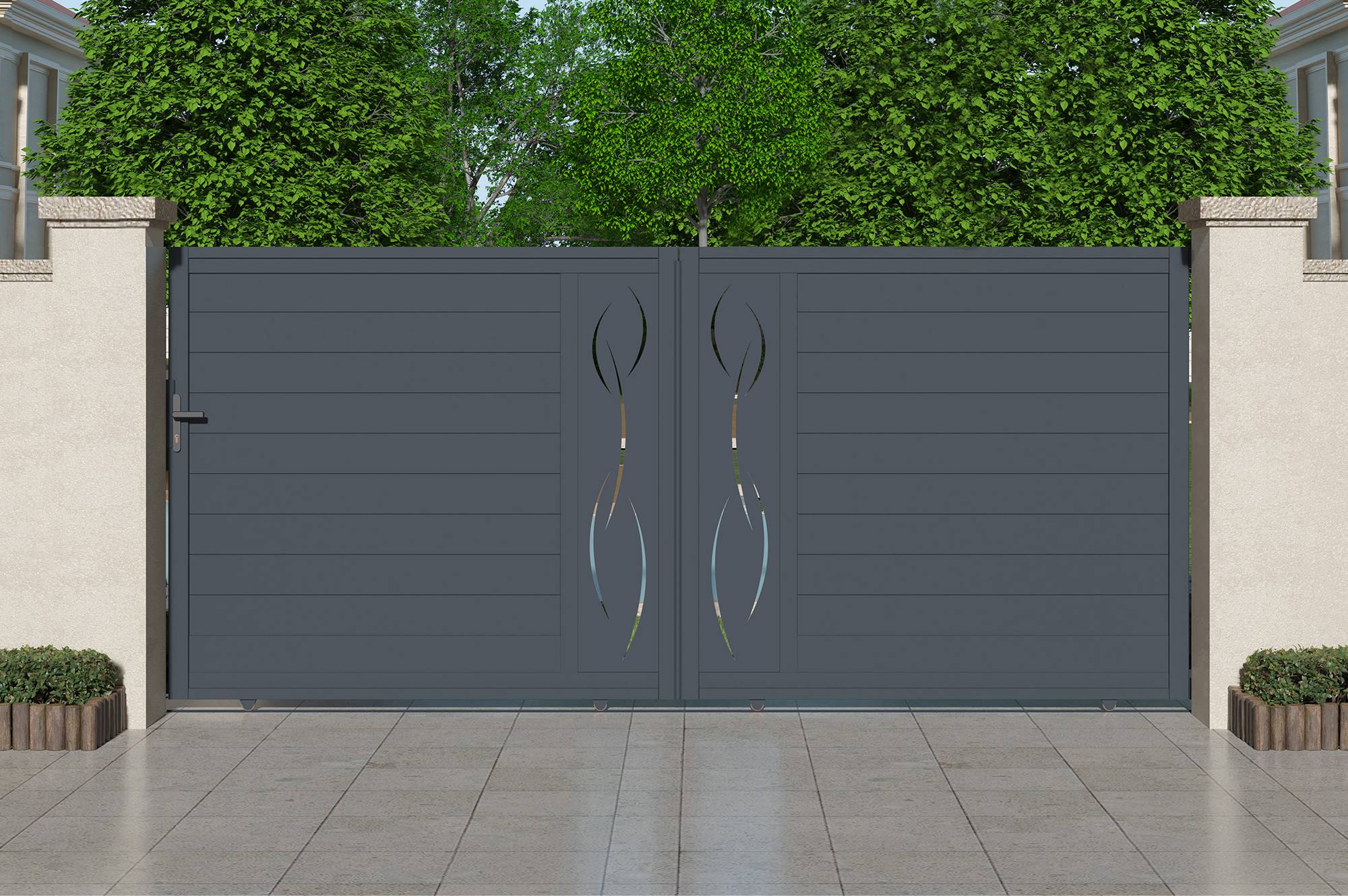 Portail coulissant 4 m LIFE H.180 cm + 2 poteaux H.190 cm aluminium ...