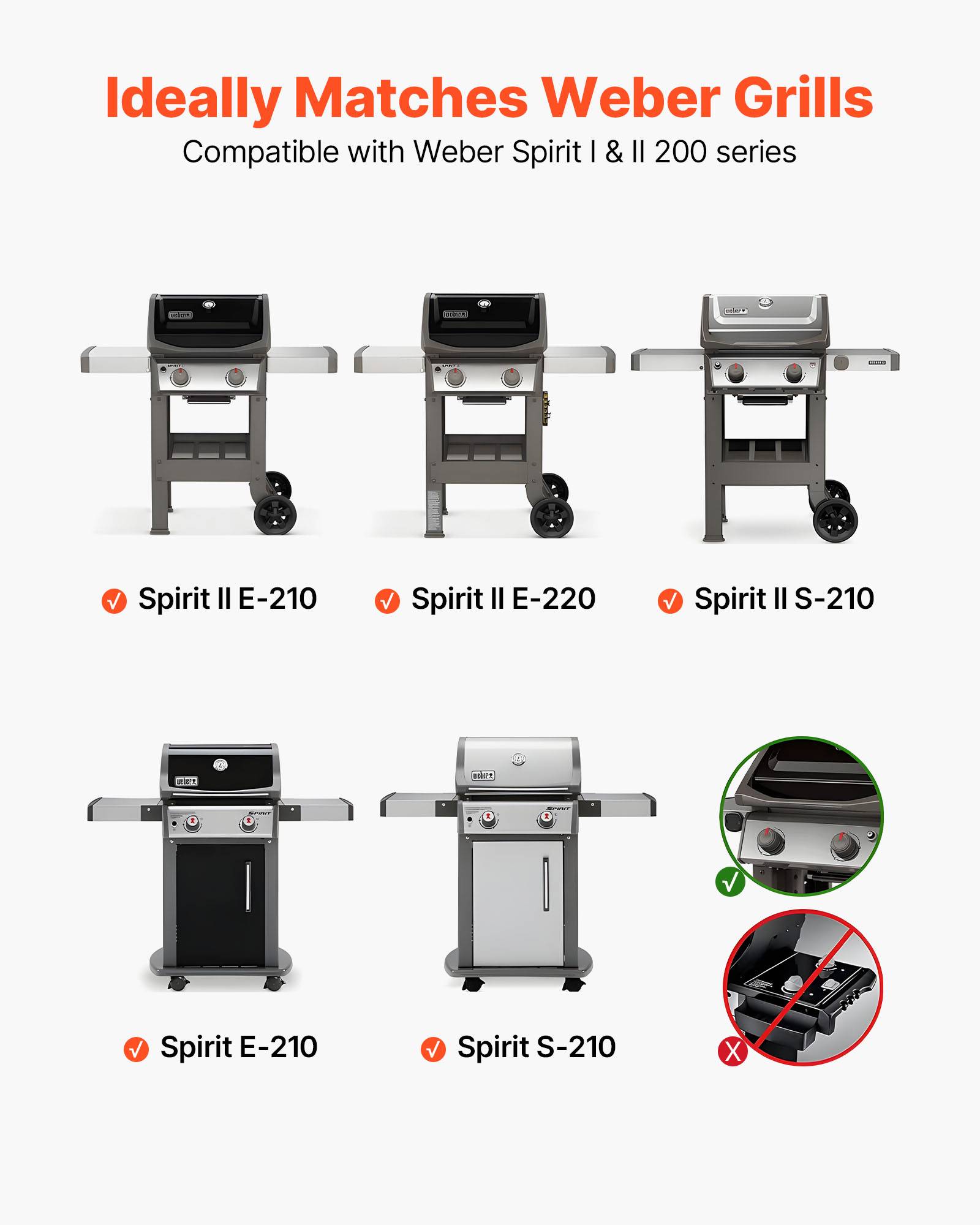 VEVOR Barre Cache-brûleur Barbecue 3PCs 39 cm pour Weber Spirit I II ...