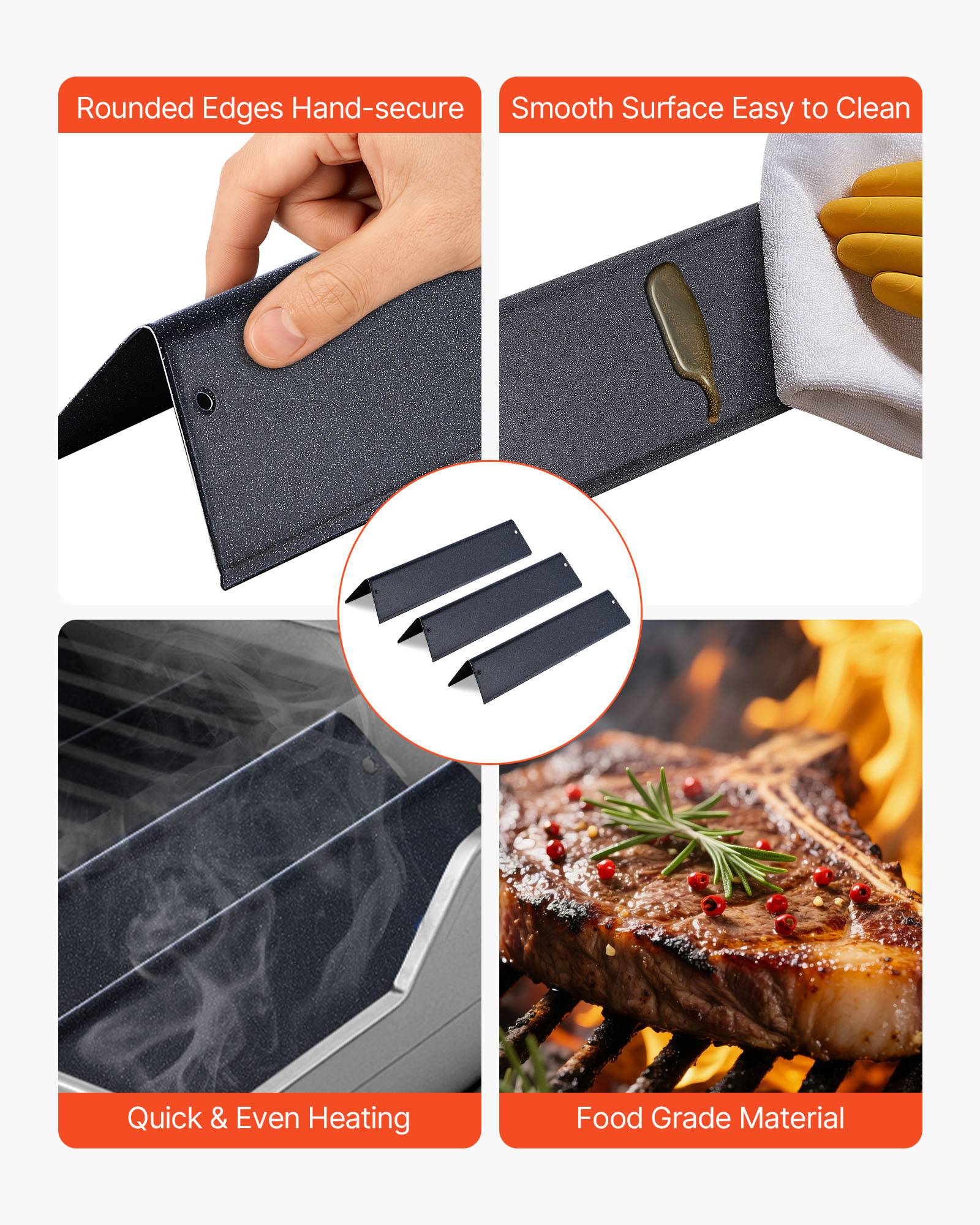 VEVOR Barre Cache-brûleur Barbecue 3PCs 39 cm pour Weber Spirit I II ...