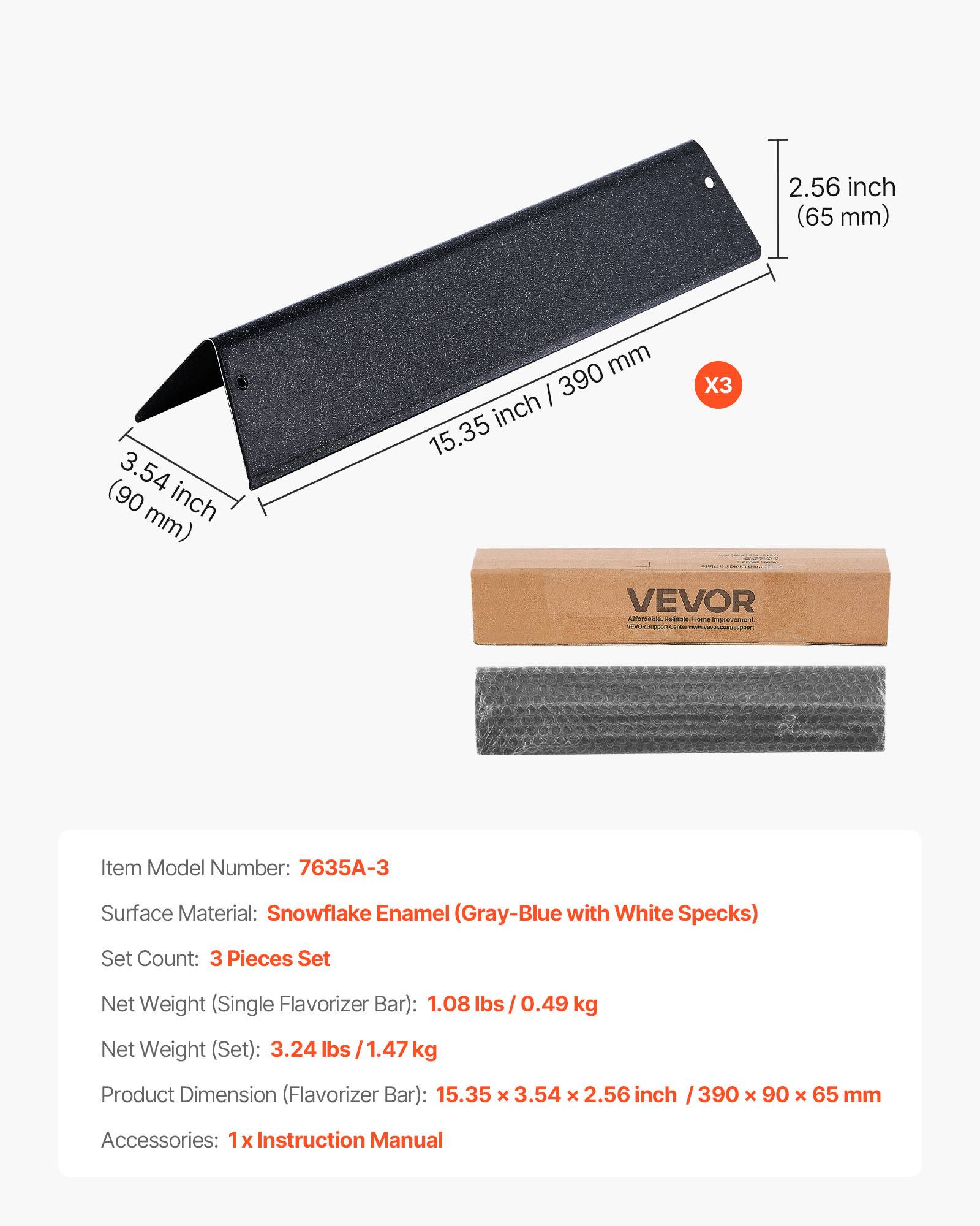 VEVOR Barre Cache-brûleur Barbecue 3PCs 39 cm pour Weber Spirit I II ...
