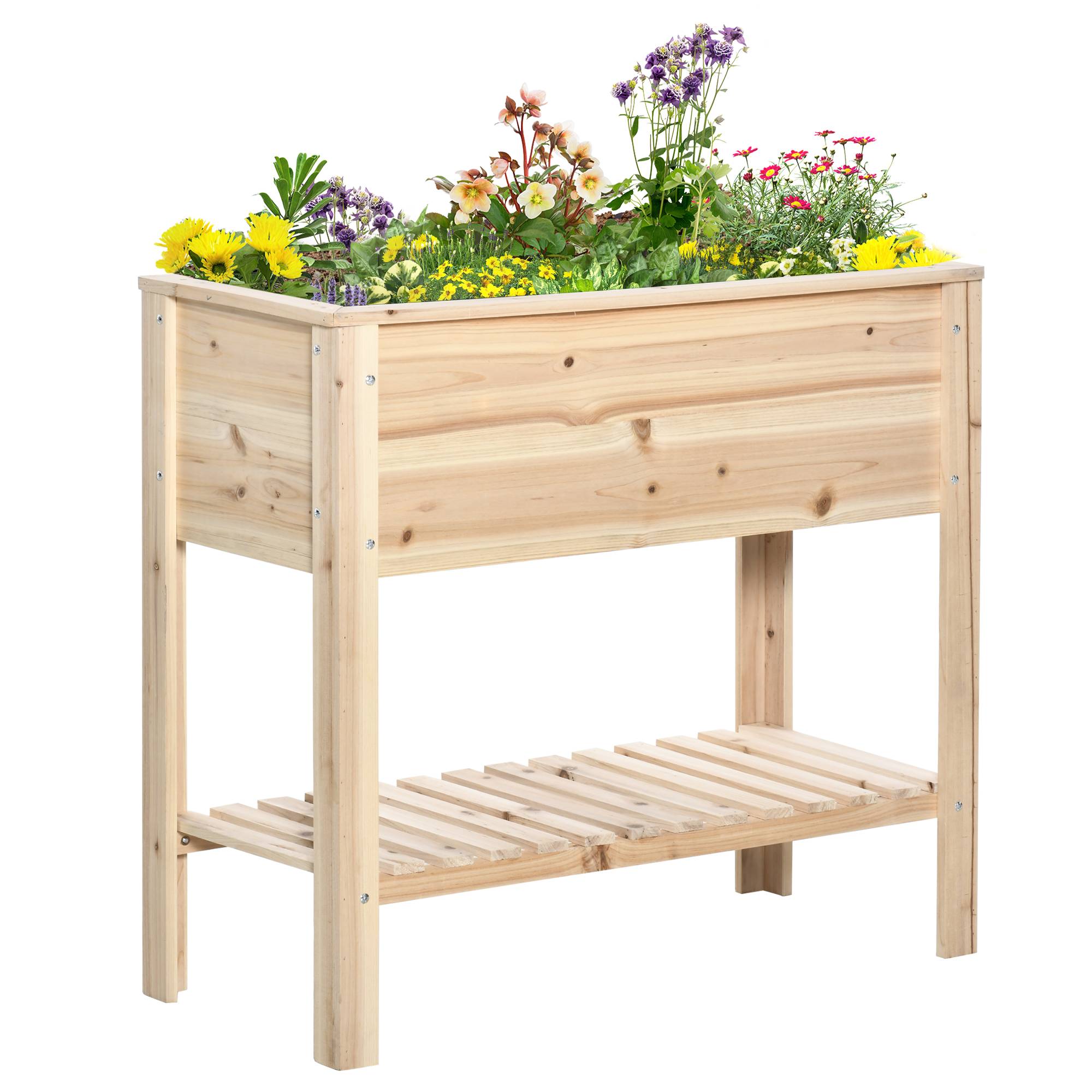 Jardinière sur pieds bois naturel 90 x 40 x 81 cm - PANGIVO - Jardiland