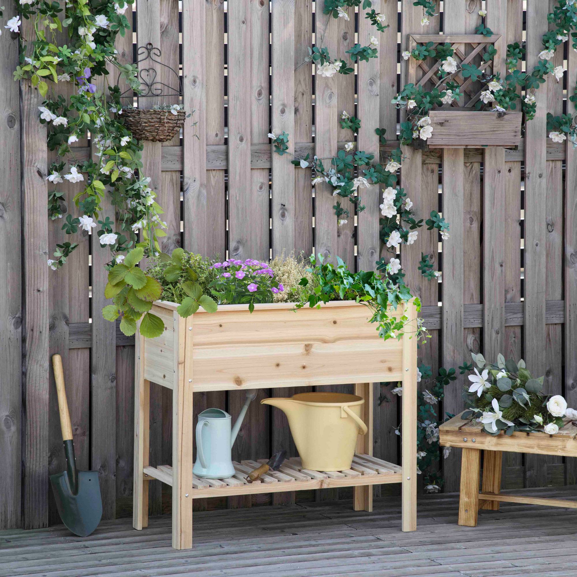 Jardinière sur pieds bois naturel 90 x 40 x 81 cm - PANGIVO - Jardiland