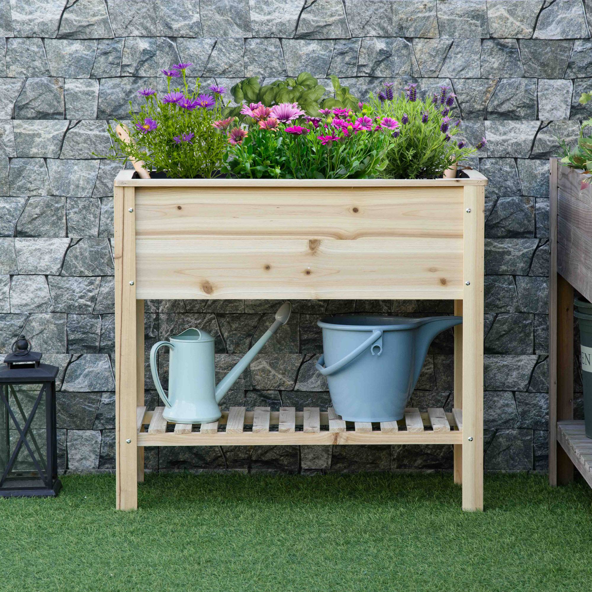 Jardinière sur pieds bois naturel 90 x 40 x 81 cm - PANGIVO - Jardiland