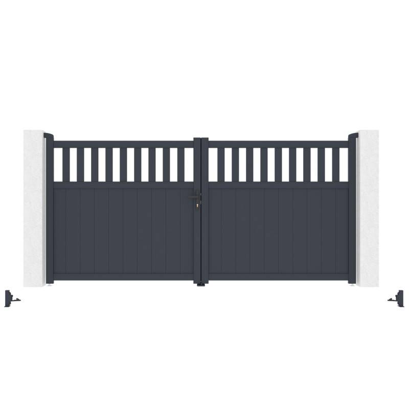 Portail battant aluminium anthracite 340x158 cm motorisable X-Metal ...