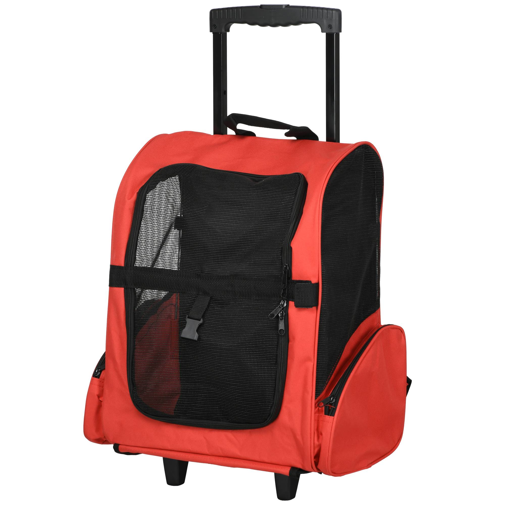 Sac à dos/poussette 2 en 1 pour chien et chat, 42 x 25 x 55 cm, rouge ...