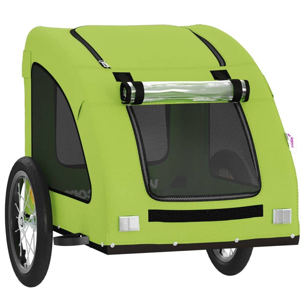 Remorque de vélo pour animaux fer et tissu Oxford vert 125 x 63 x 66 cm ...