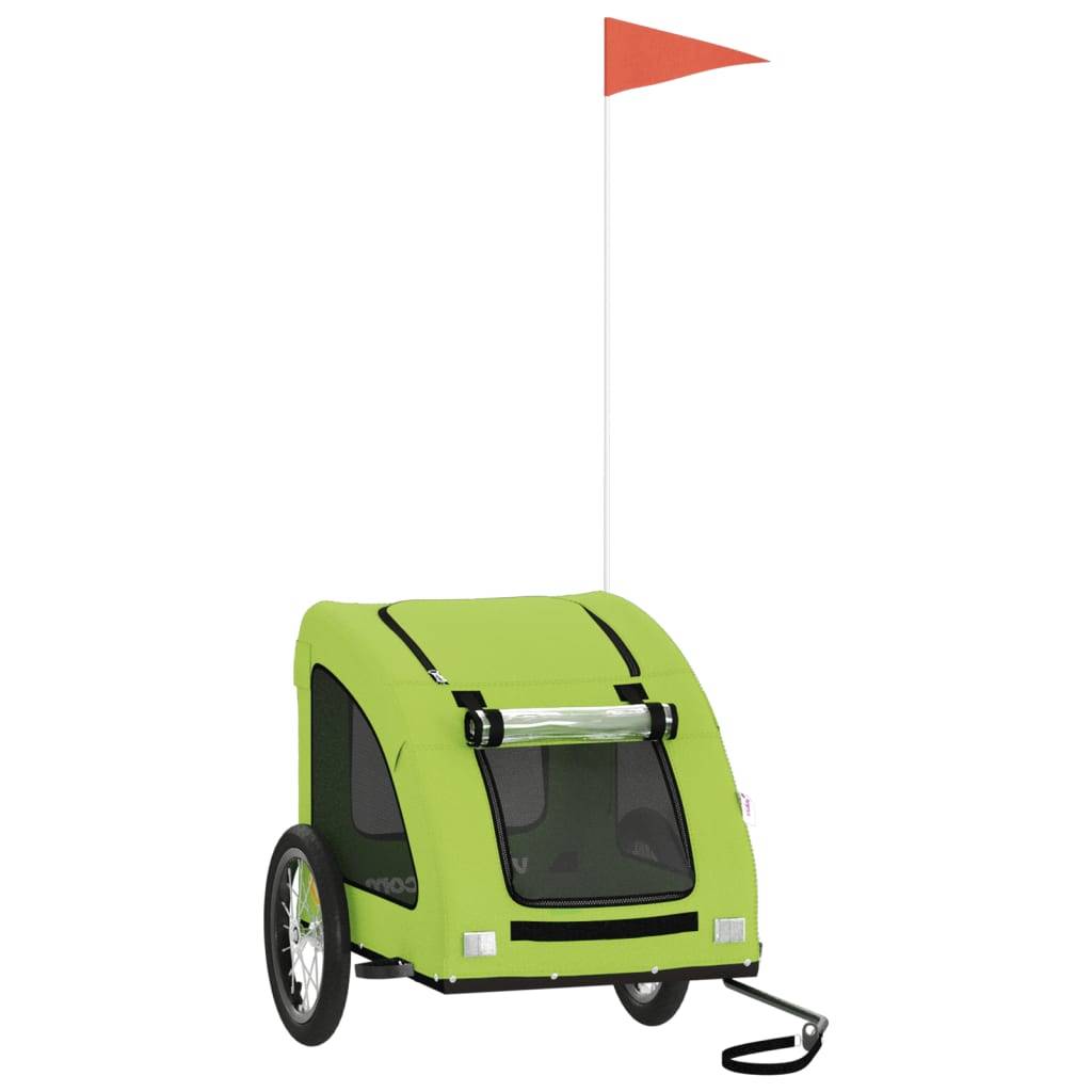 Remorque de vélo pour animaux fer et tissu Oxford vert 125 x 63 x 66 cm ...