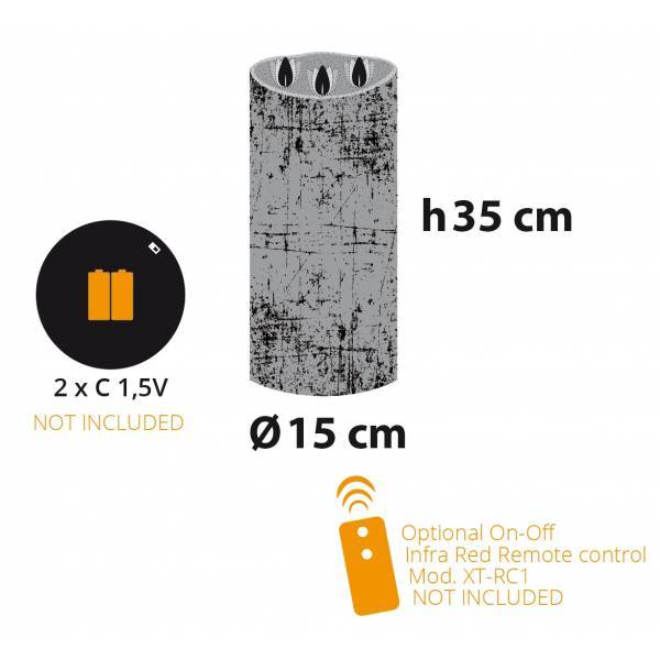 Bougie LED en vraie cire Ivoire à piles 3 flammes oscillantes H35cm ...
