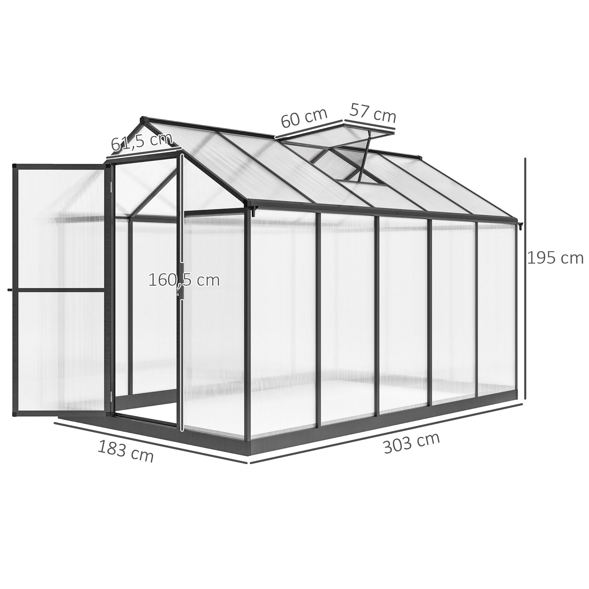 Serre de jardin en aluminium polycarbonate, serre avec fenêtres ...