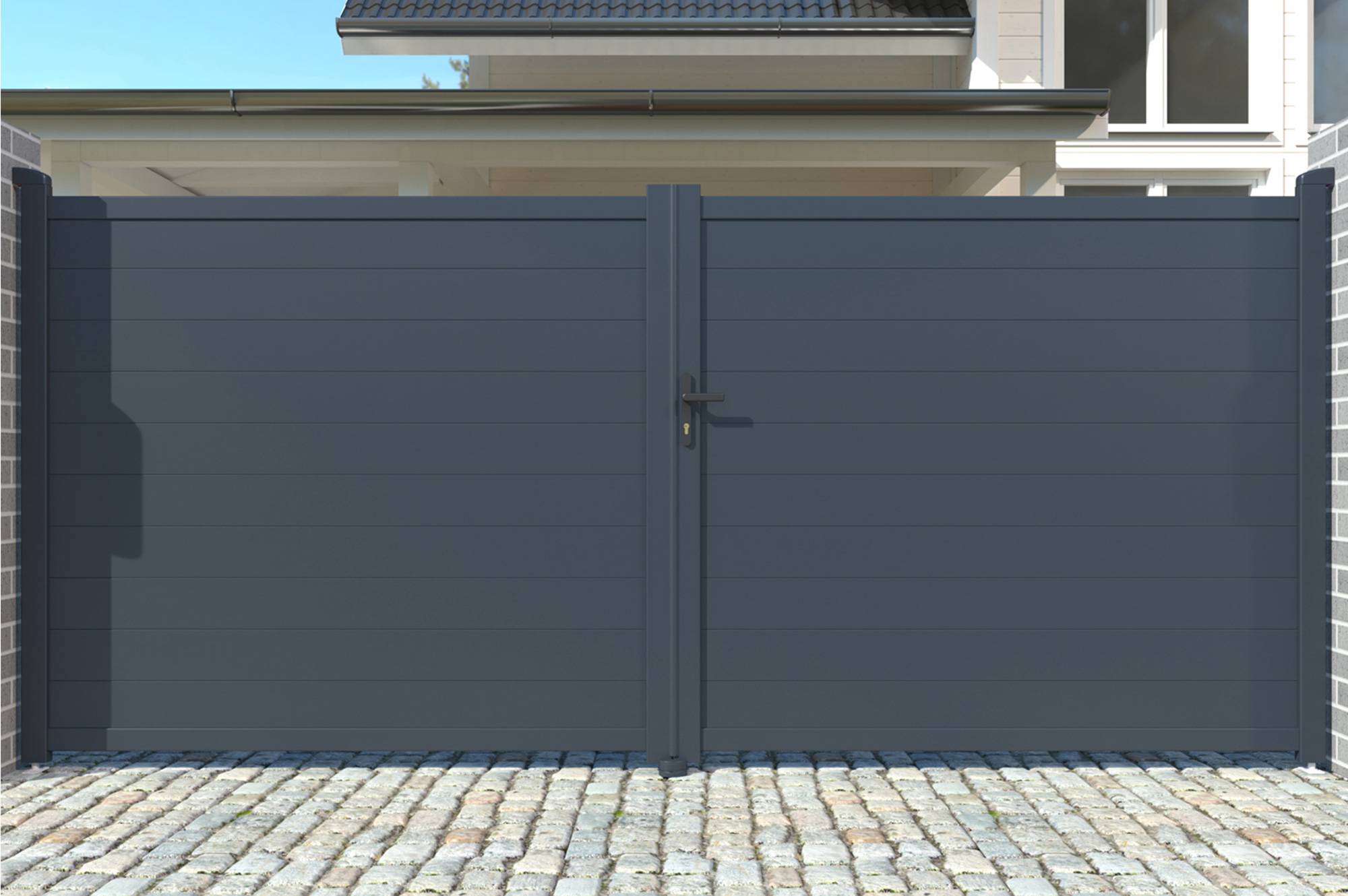 Portail battant 3,5 m EIGER H.180 cm + Portillon 1m EIGER H.180 cm ...
